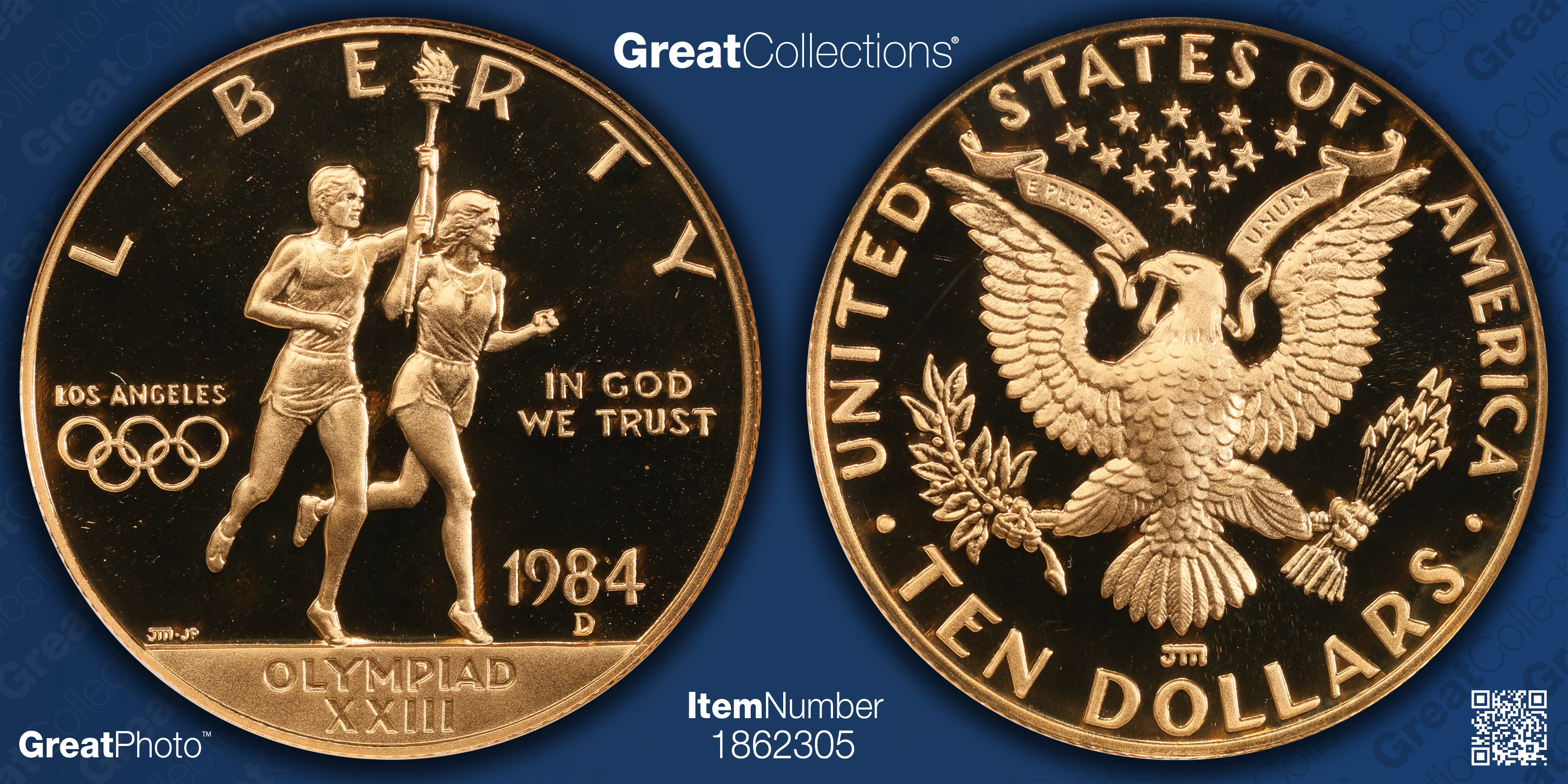 1984-D Los Angeles XXIII Olympiad Torch Bearer Gold $10 NGC Proof-69 UC ...