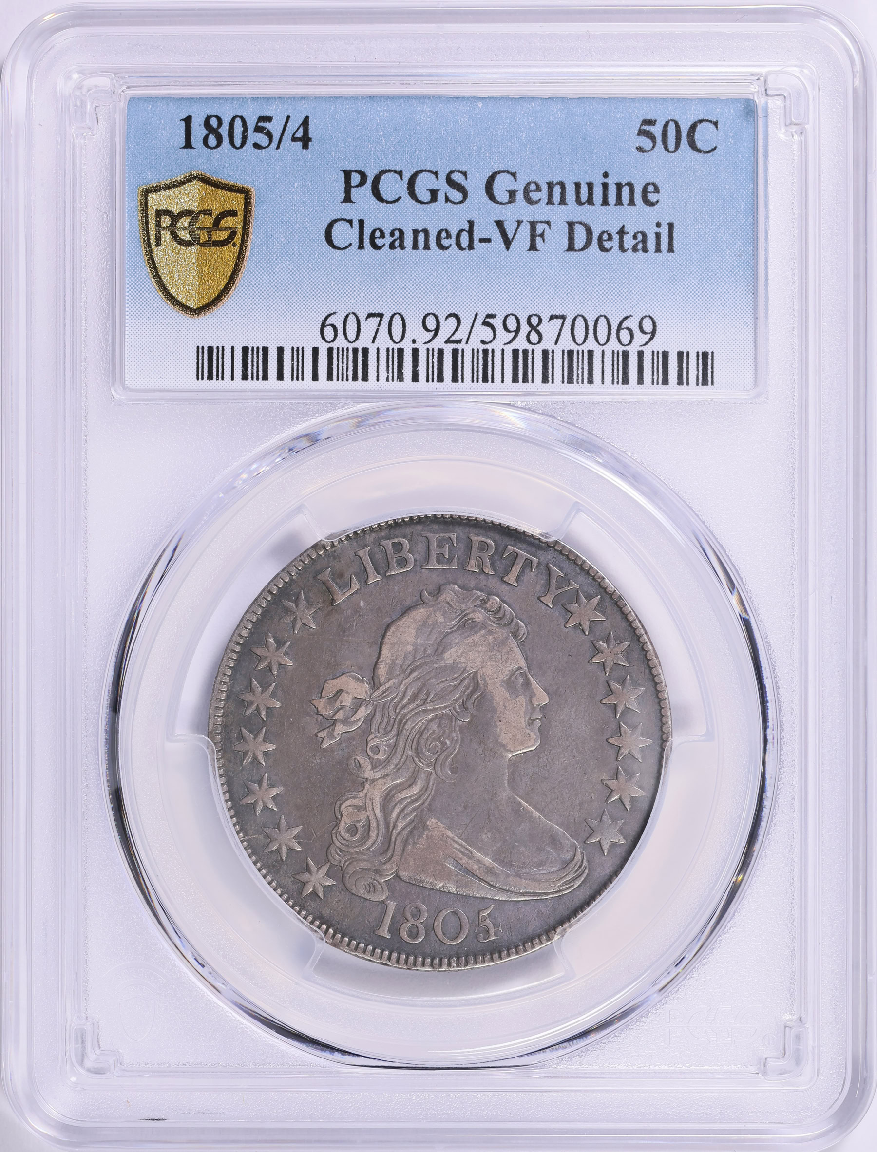 1805/4 Draped Bust Half Dollar PCGS Genuine VF Details (Item 1862381) | GreatCollections Coin ...