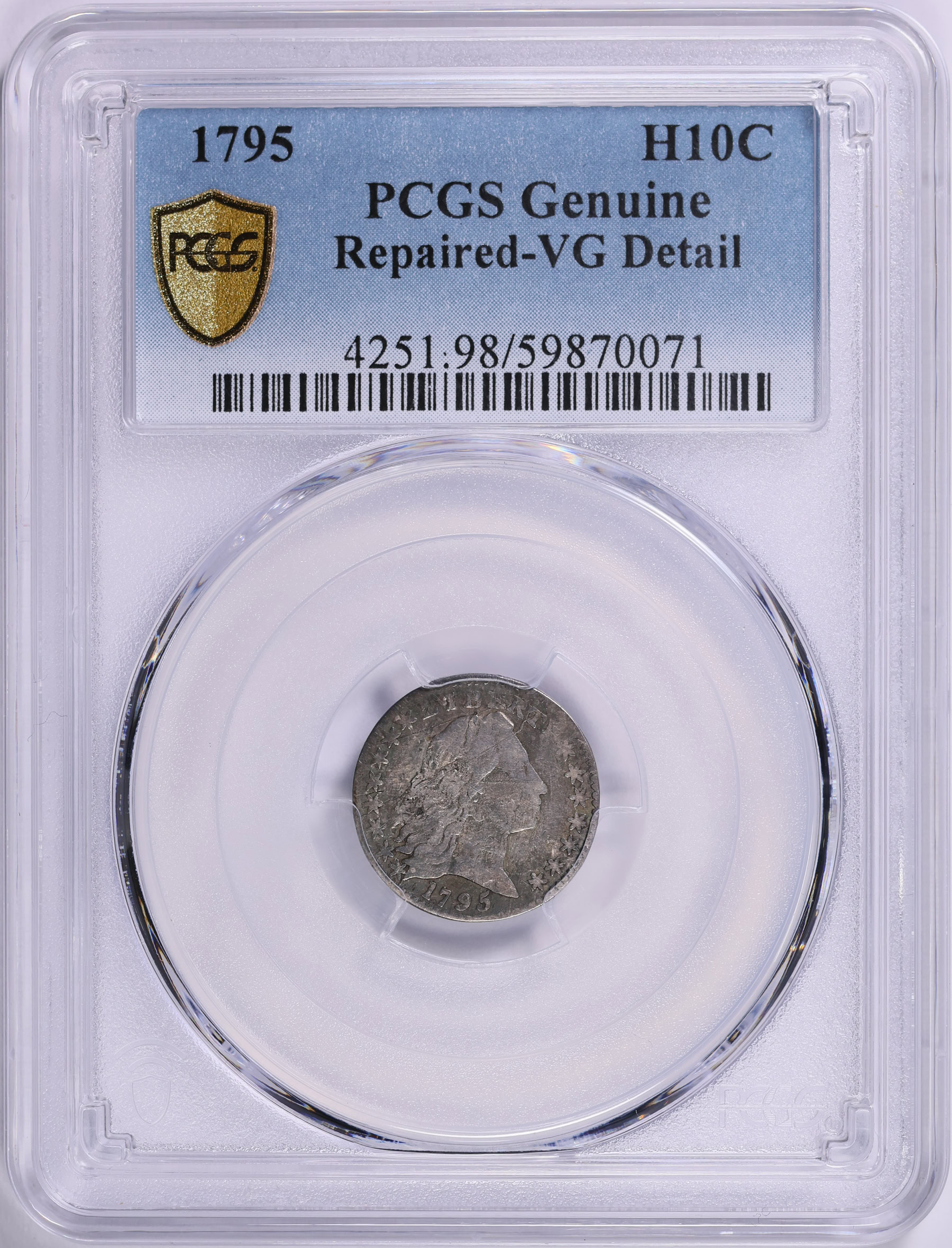 1795 Flowing Hair Half Dime PCGS Genuine VG Details (Item 1862383) | GreatCollections Coin Auctions