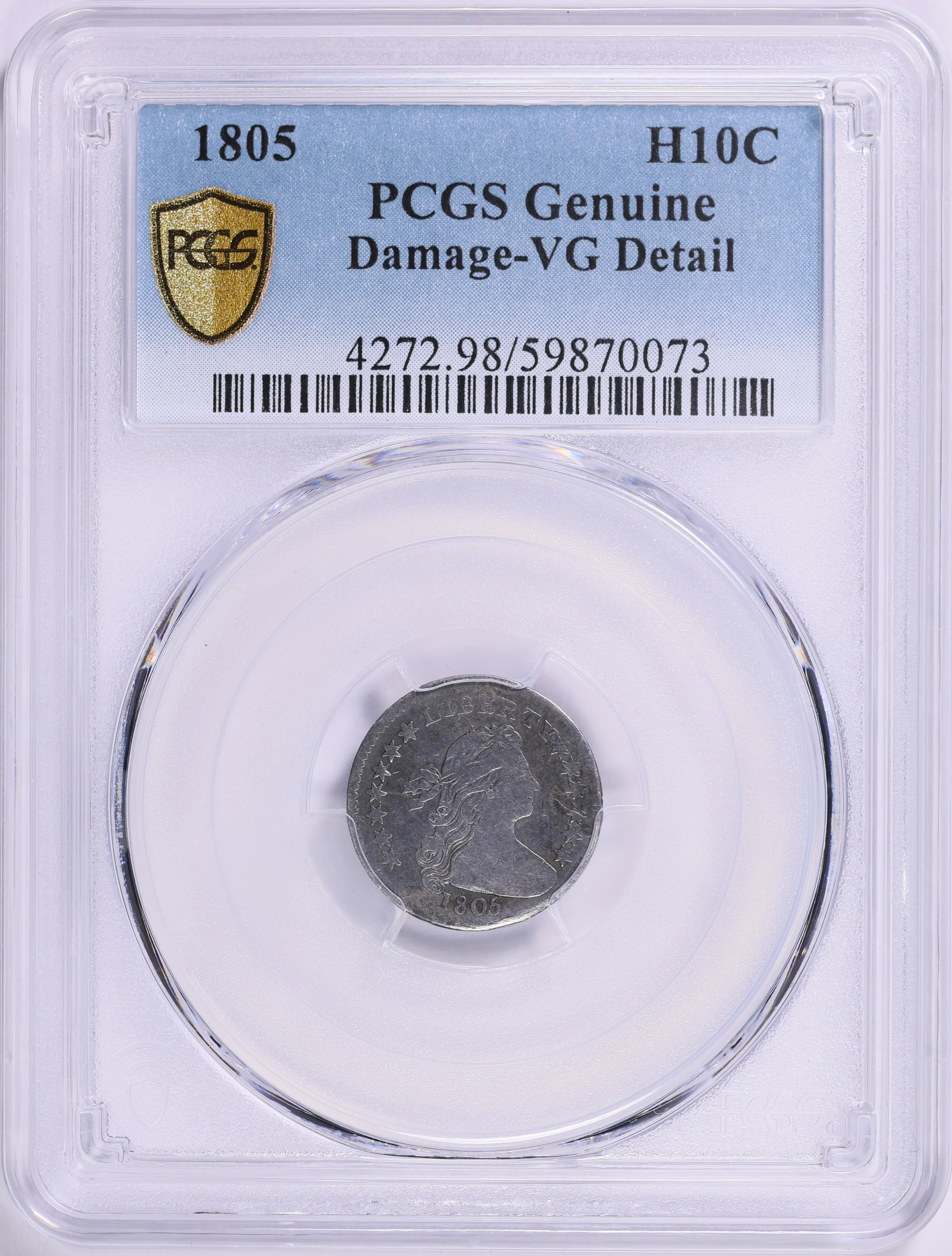 1805 Draped Bust Half Dime PCGS Genuine VG Details (Item 1862384) | GreatCollections Coin Auctions