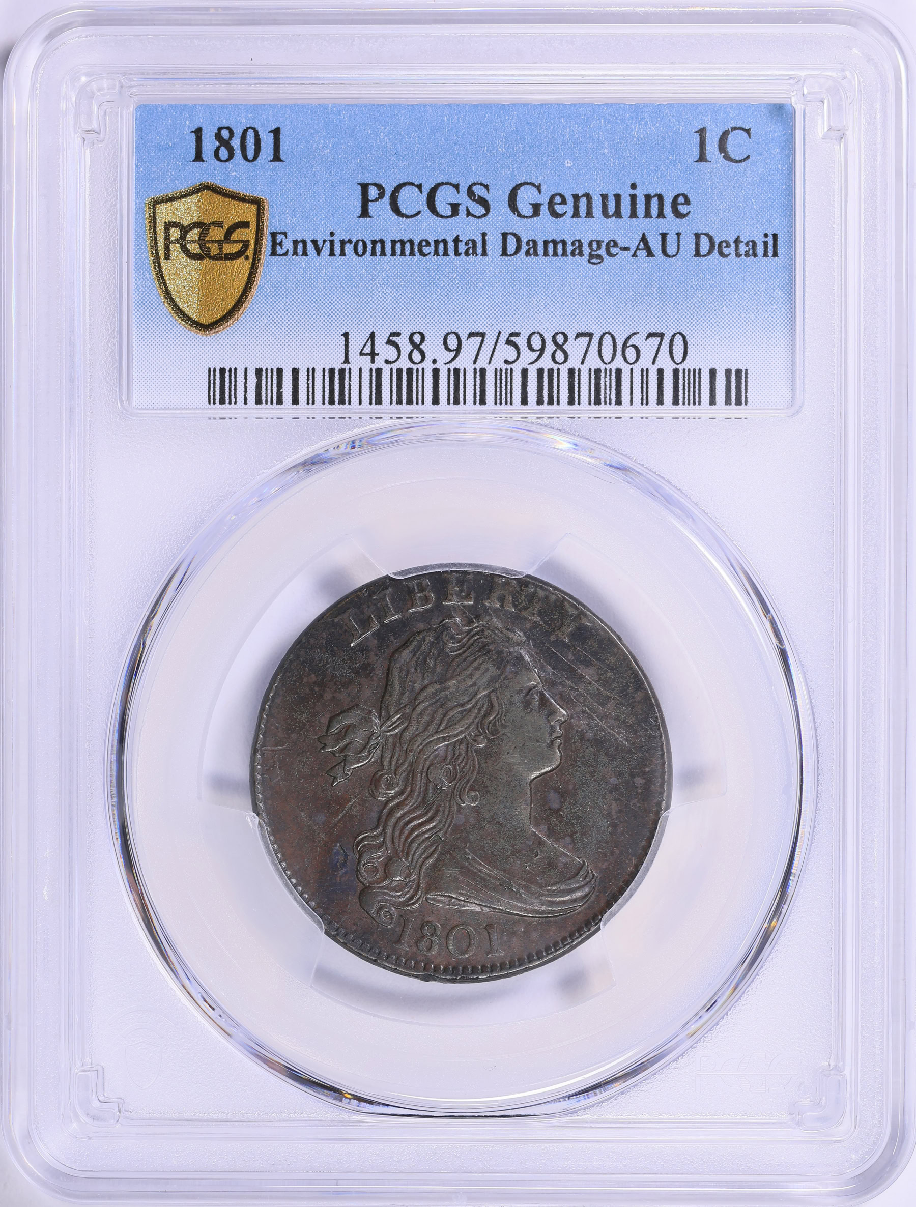 1801 Draped Bust Cent PCGS Genuine AU Details (Item 1862389 ...