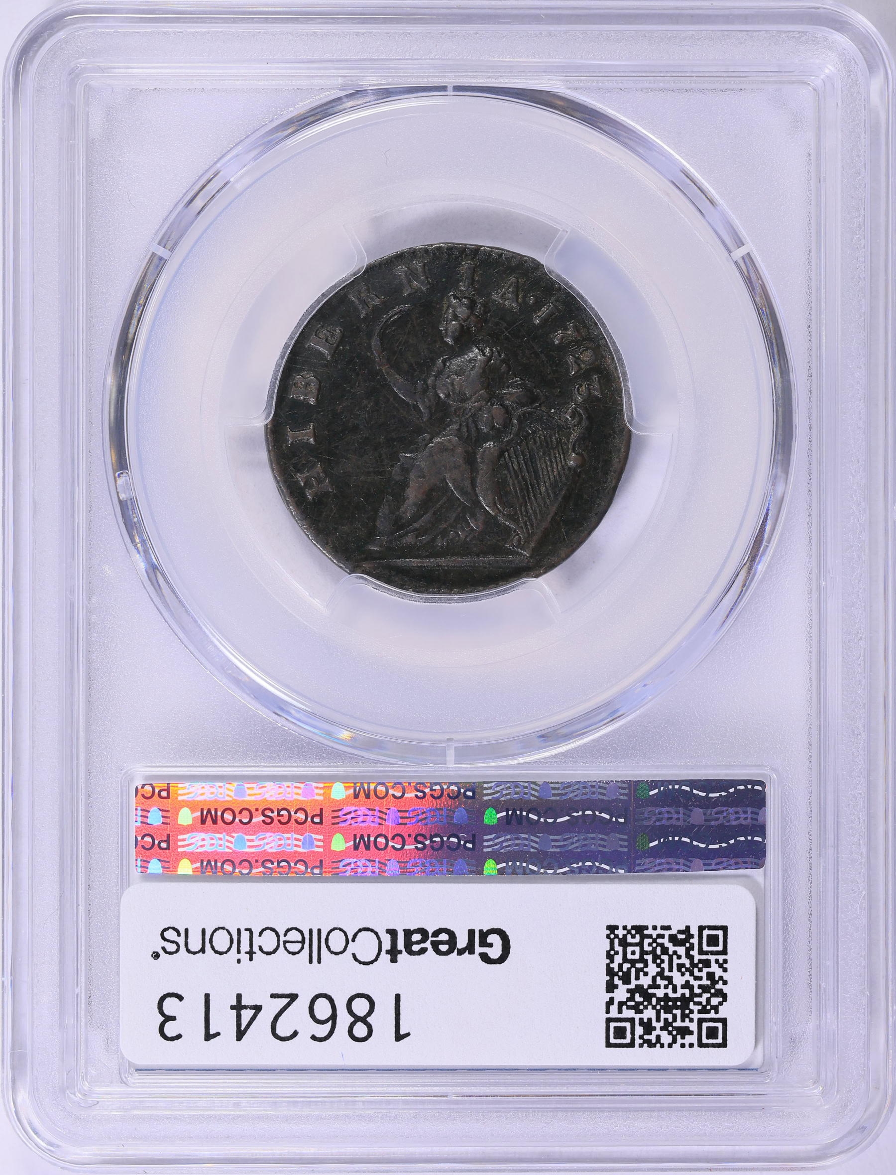 1723 Woods Hibernia Halfpence PCGS Genuine XF Details (Item 1862413) | GreatCollections Coin ...