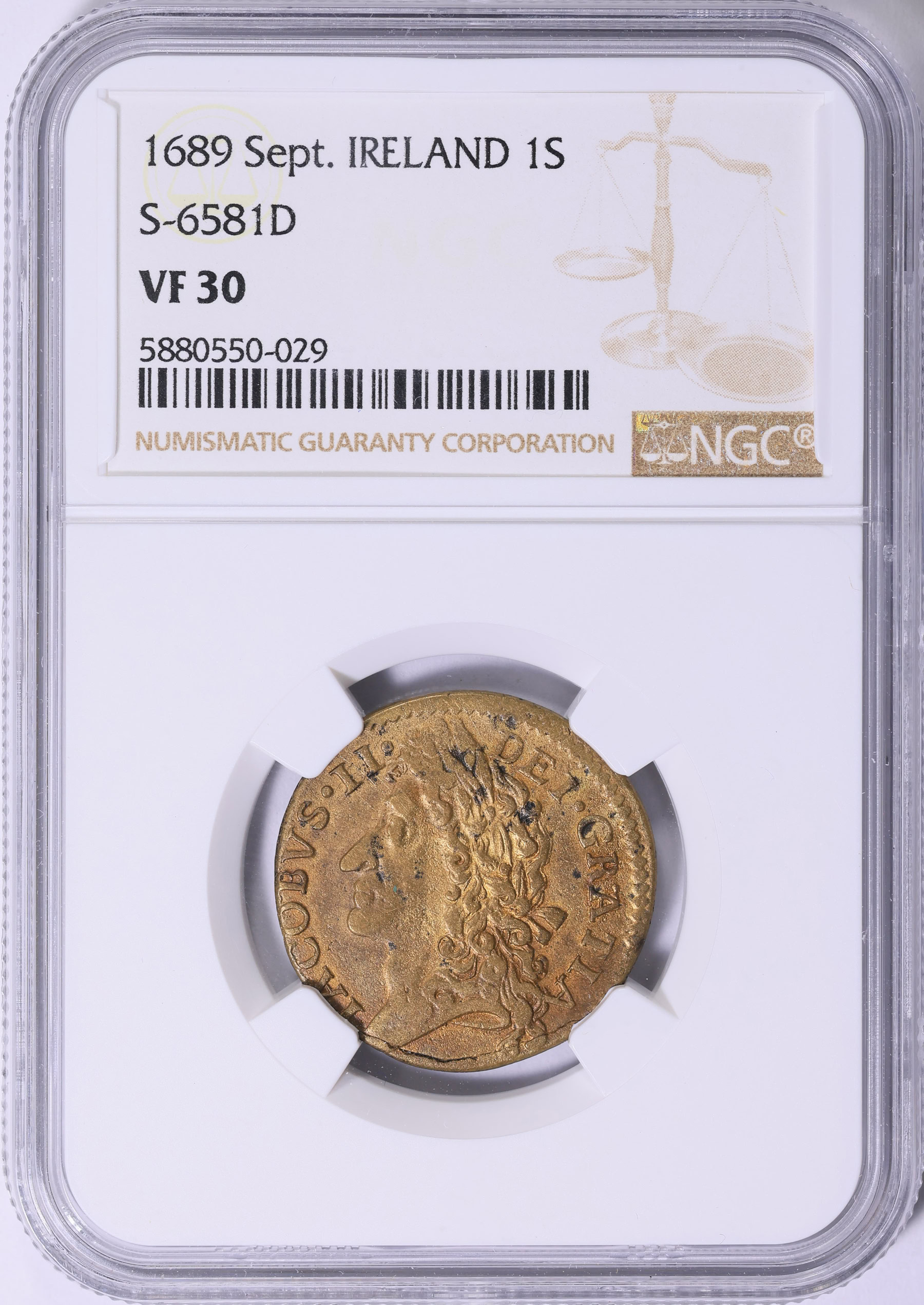 Ireland 1689-Sept Gun Money Shilling KM-94 NGC VF-30 (Item 1862529 ...
