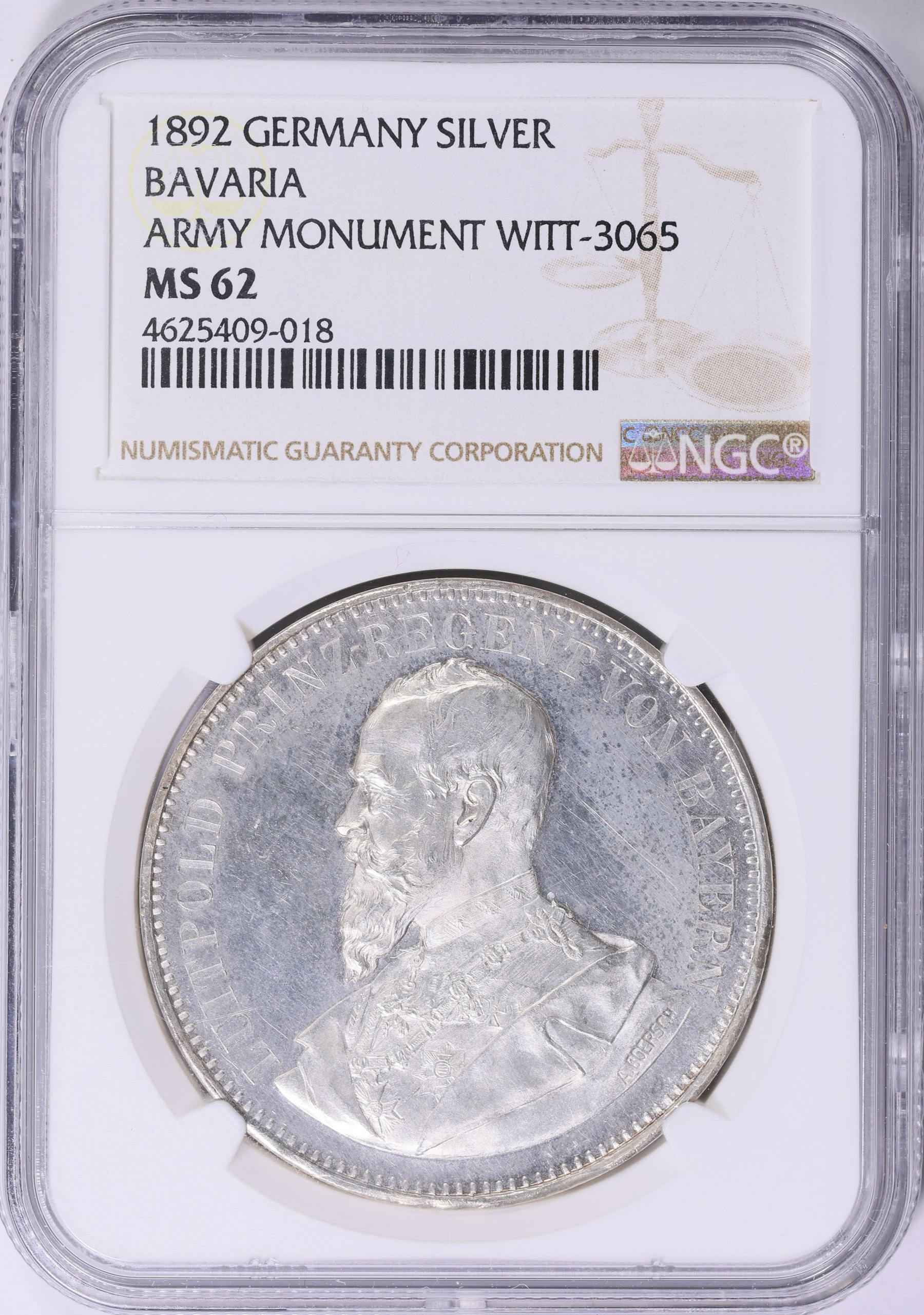 Germany - Bavaria 1892 Silver 40mm Army Monument Medal Incuse Signature ...
