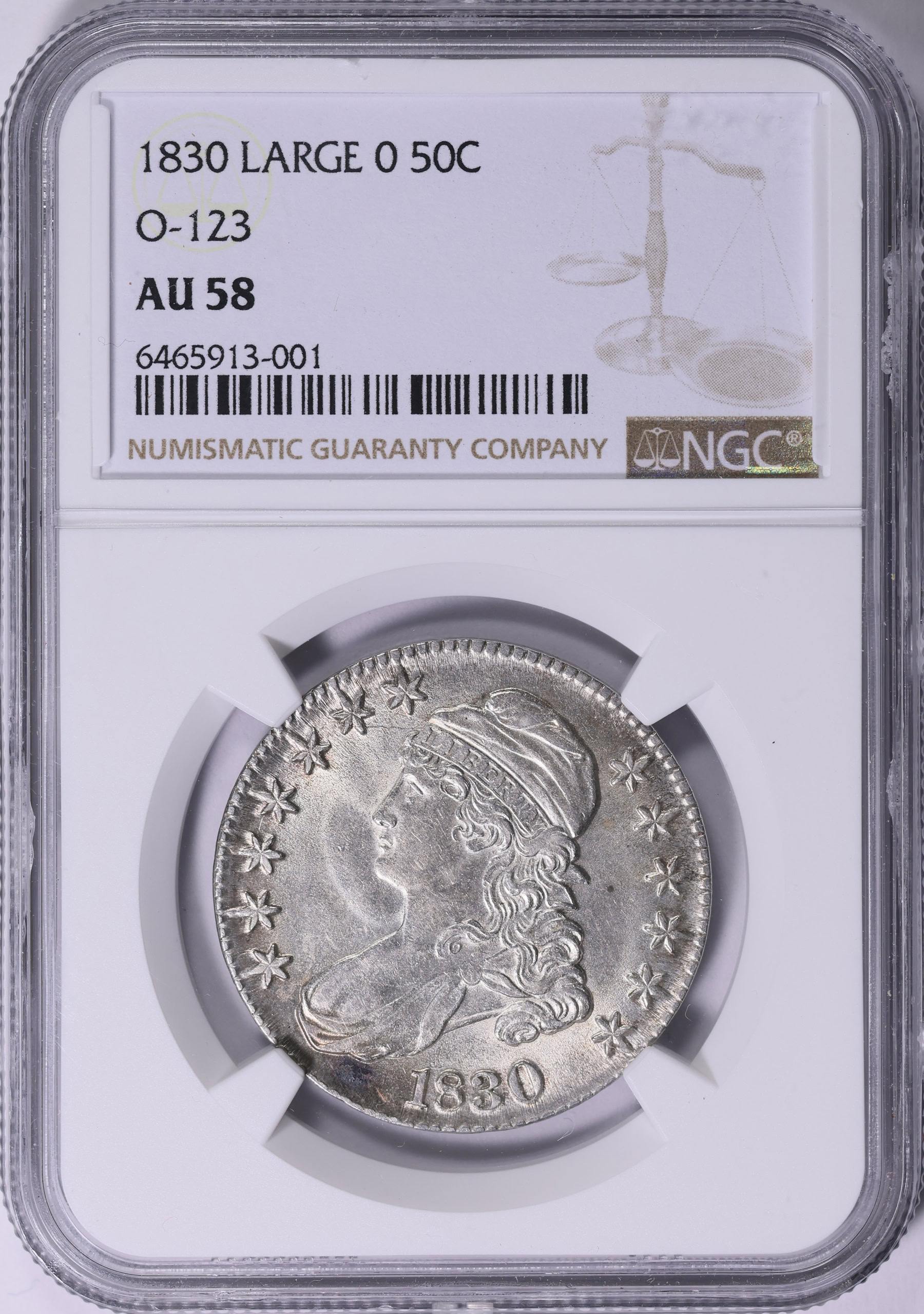 1830 Capped Bust Half Dollar Large 0 Overton 123 NGC AU-58 (Toned) (Item 1862613 ...