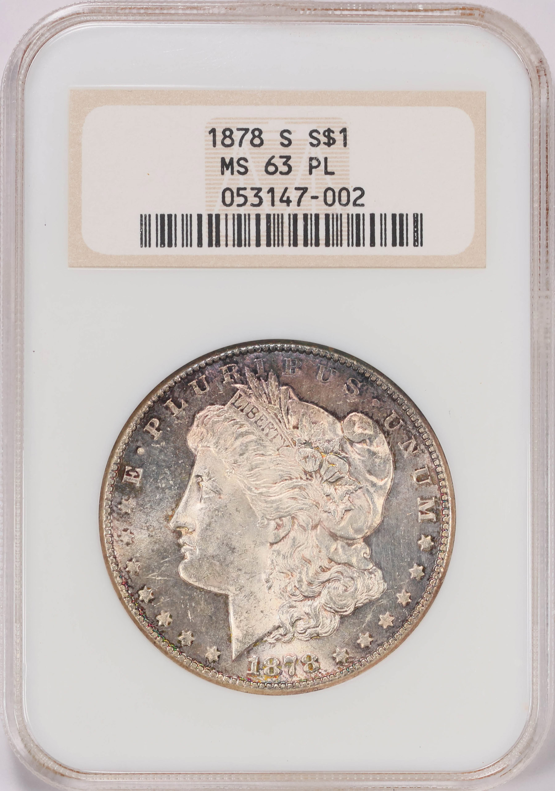 1878-S Morgan Silver Dollar NGC MS-63 PL OH (Toned) (Item 1862716) | GreatCollections Coin Auctions