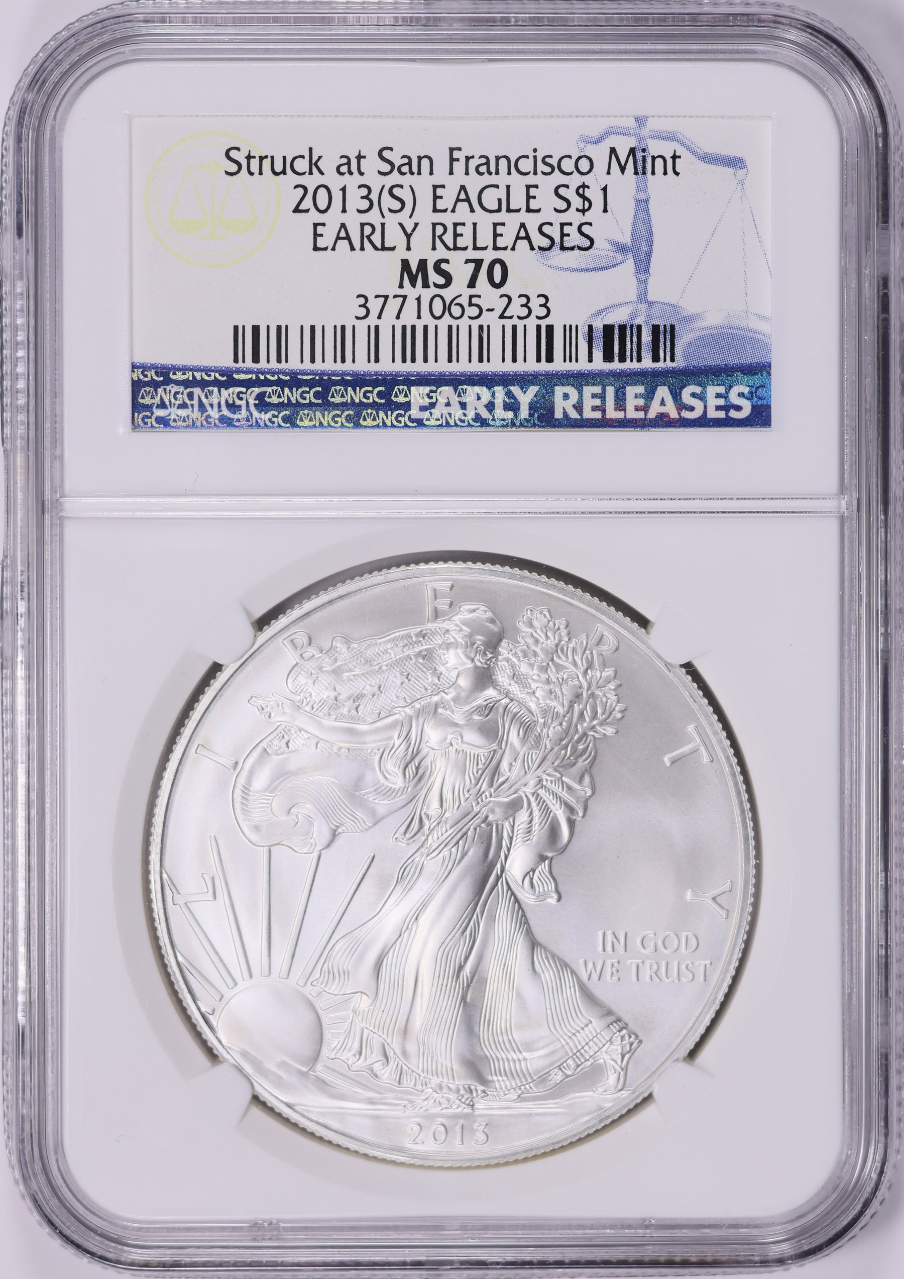 2013-(S) $1 Silver Eagle Early Releases Struck at San Francisco NGC MS-70 (Item 1862746 ...