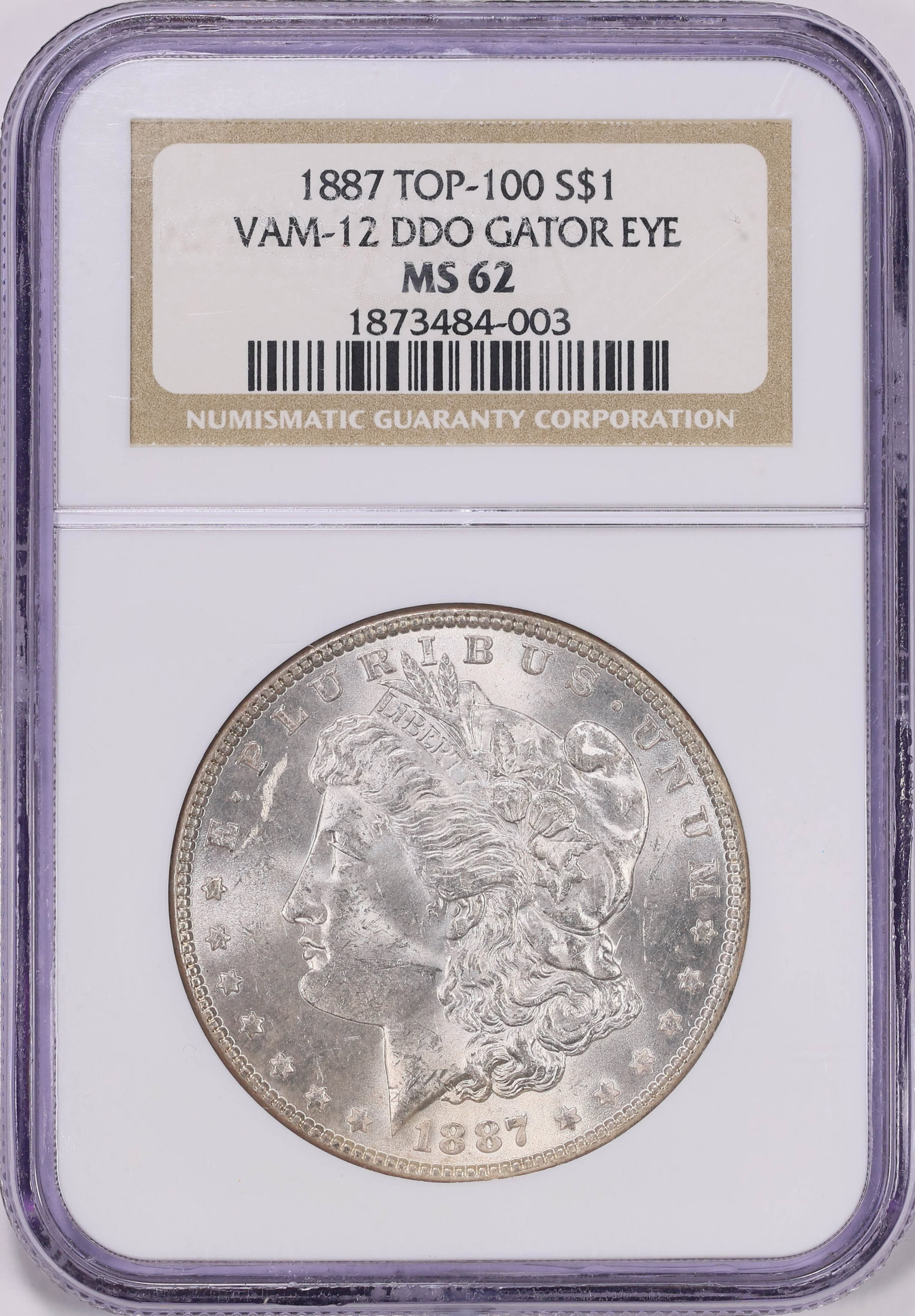 1887 Morgan Silver Dollar DDO Alligator Eye VAM-12 Top 100 NGC MS-62 ...