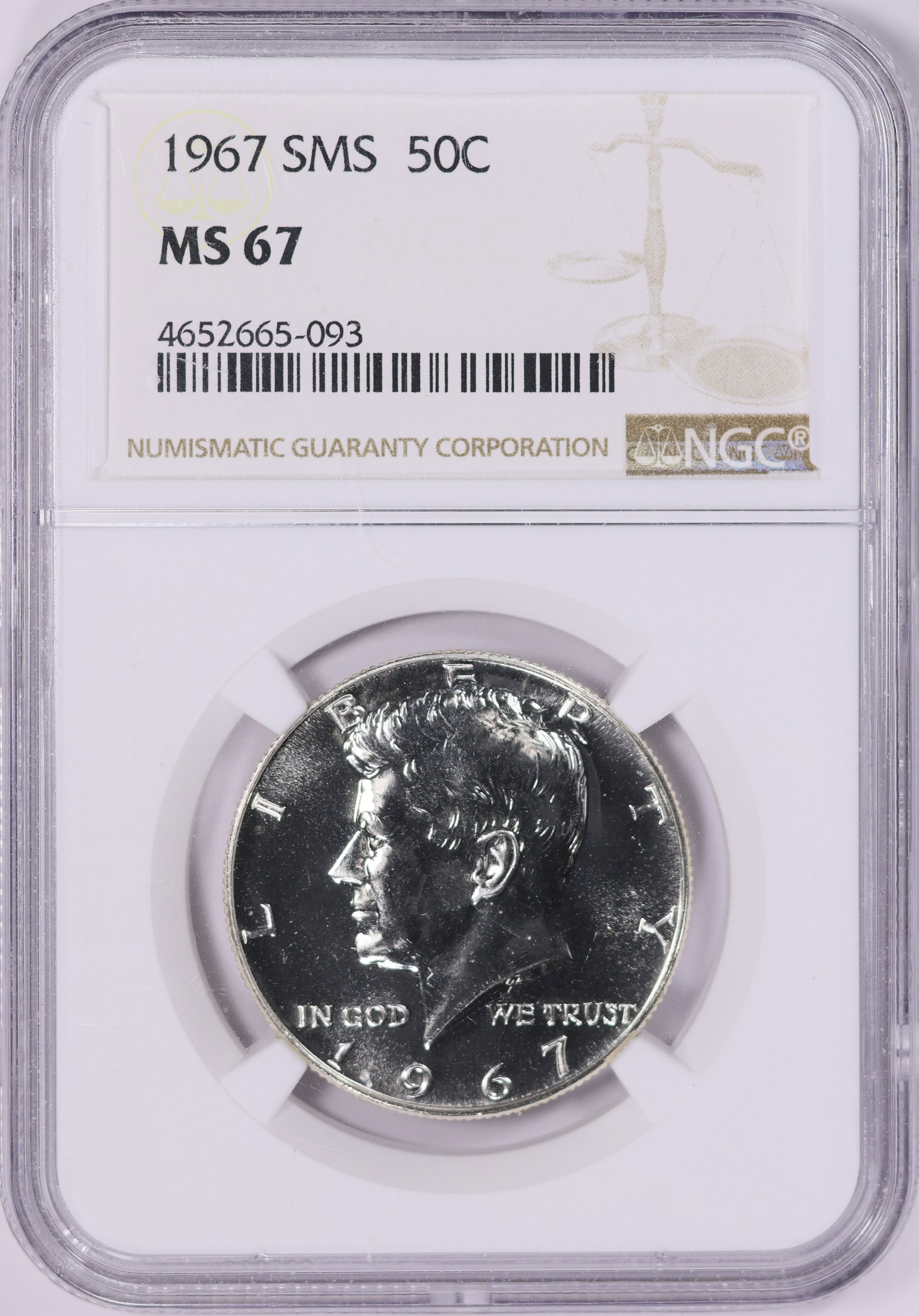 1967 Kennedy Half Dollar SMS NGC MS-67 (Item 1862806) | GreatCollections Coin Auctions