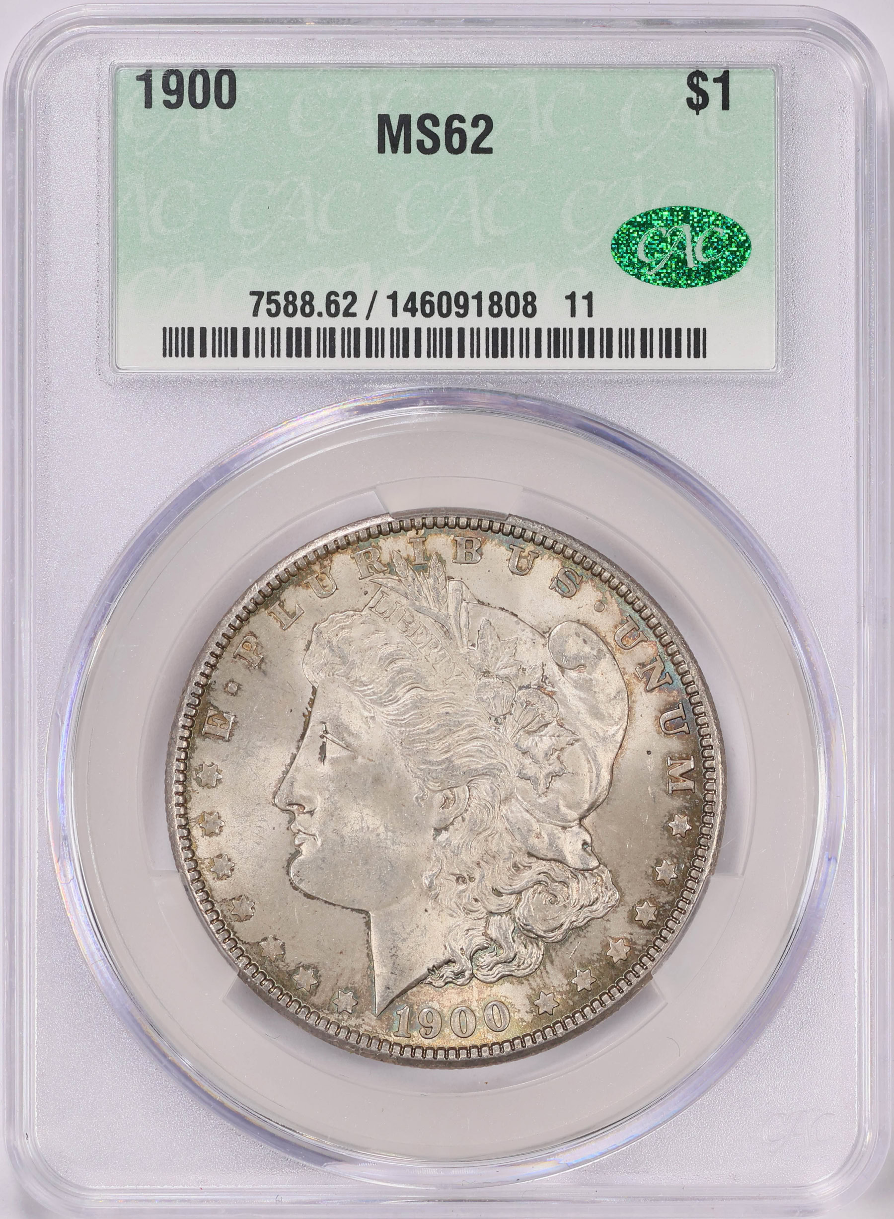 1900 Morgan Silver Dollar CACG MS-62 (Toned) (Item 1862820) | GreatCollections Coin Auctions