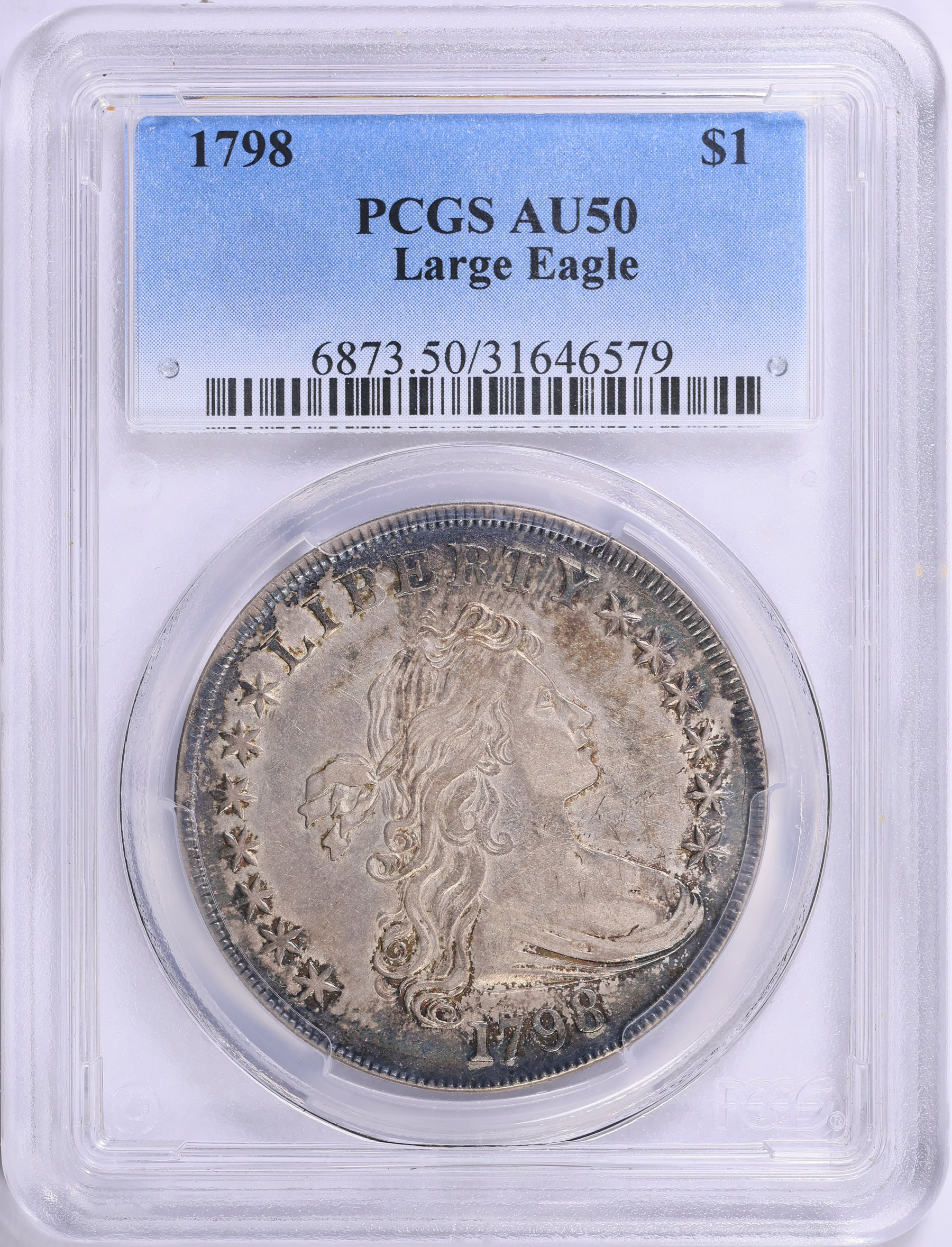 1798 Draped Bust Silver Dollar Large Eagle PCGS AU-50 (Toned) (Item ...
