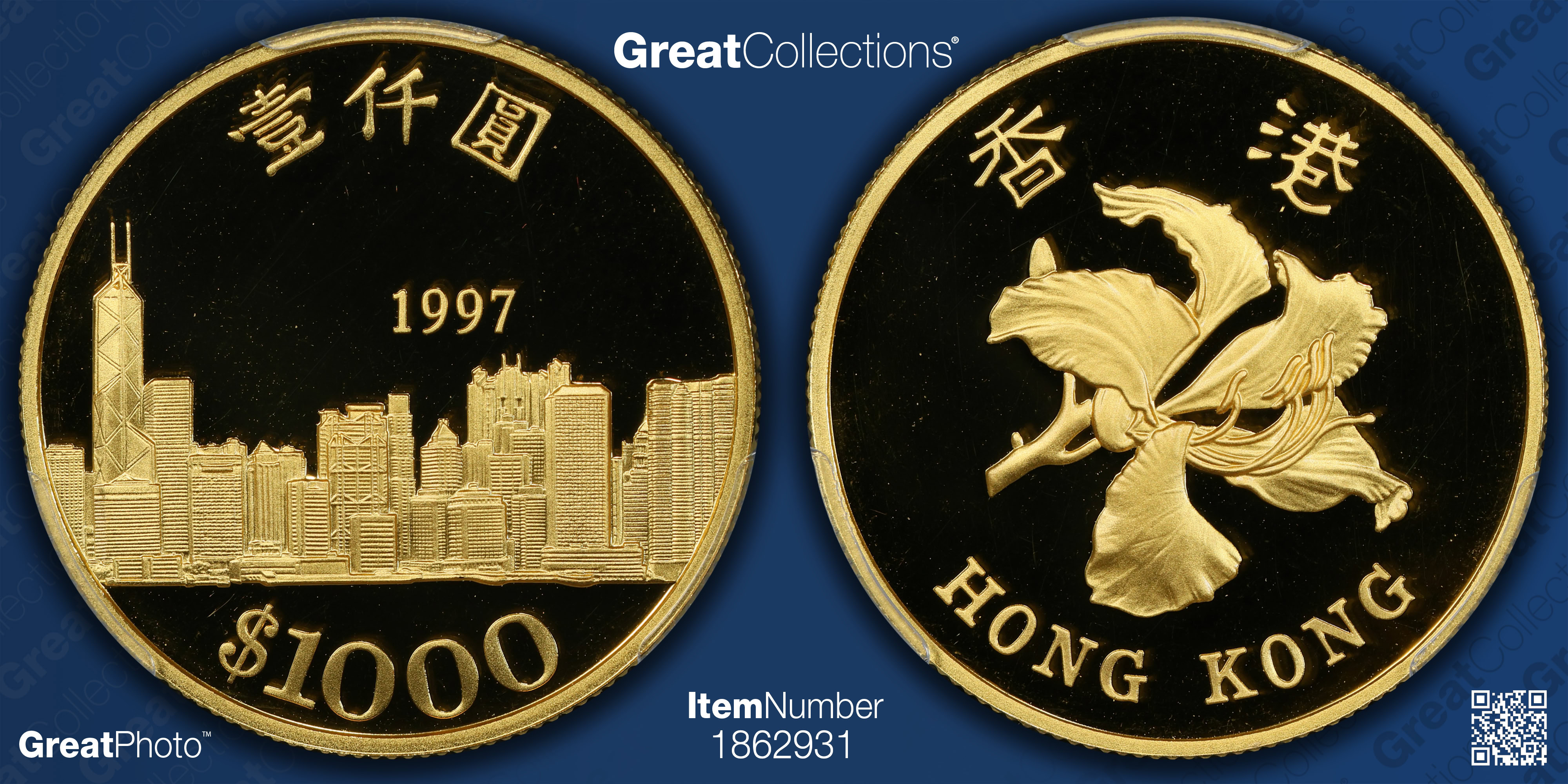 Hong Kong 1997 Gold $1000 Return of Hong Kong KM-71 With Case of Issue ...