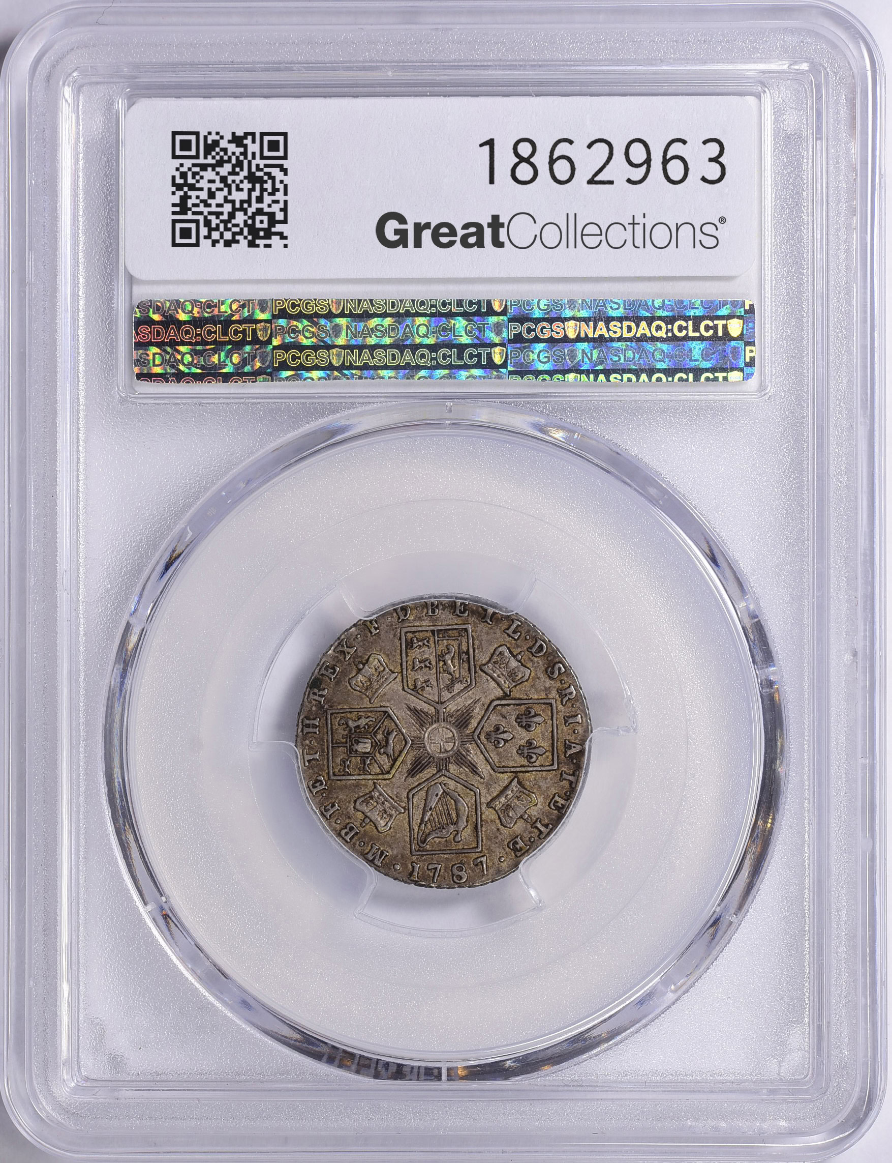 Great Britain 1787 Silver 6 Pence With Hearts KM-606.2 PCGS XF-45 (Item ...