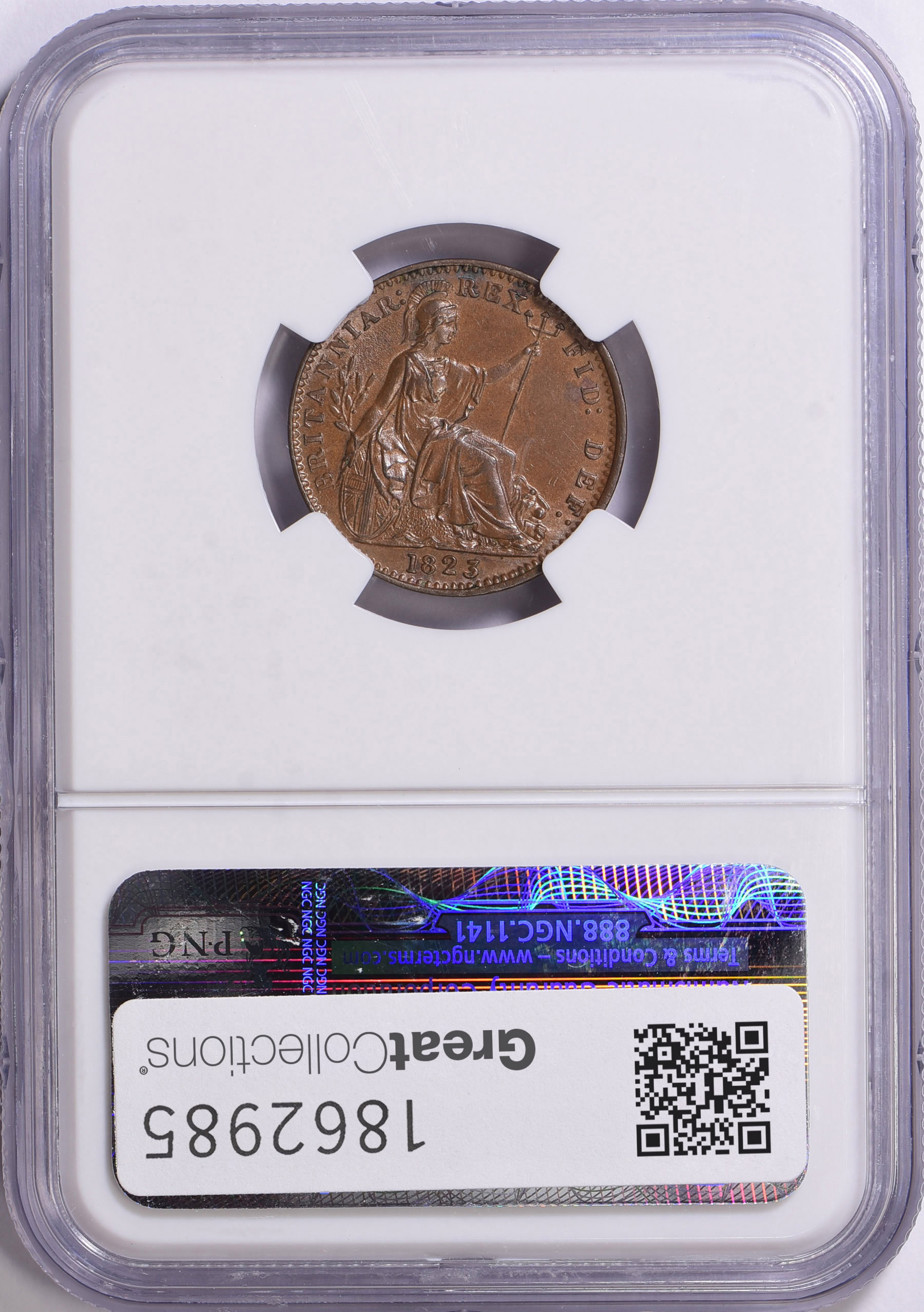 Great Britain 1823 Farthing Arabic 1 in Date KM-677 NGC MS-62 BN (Item ...