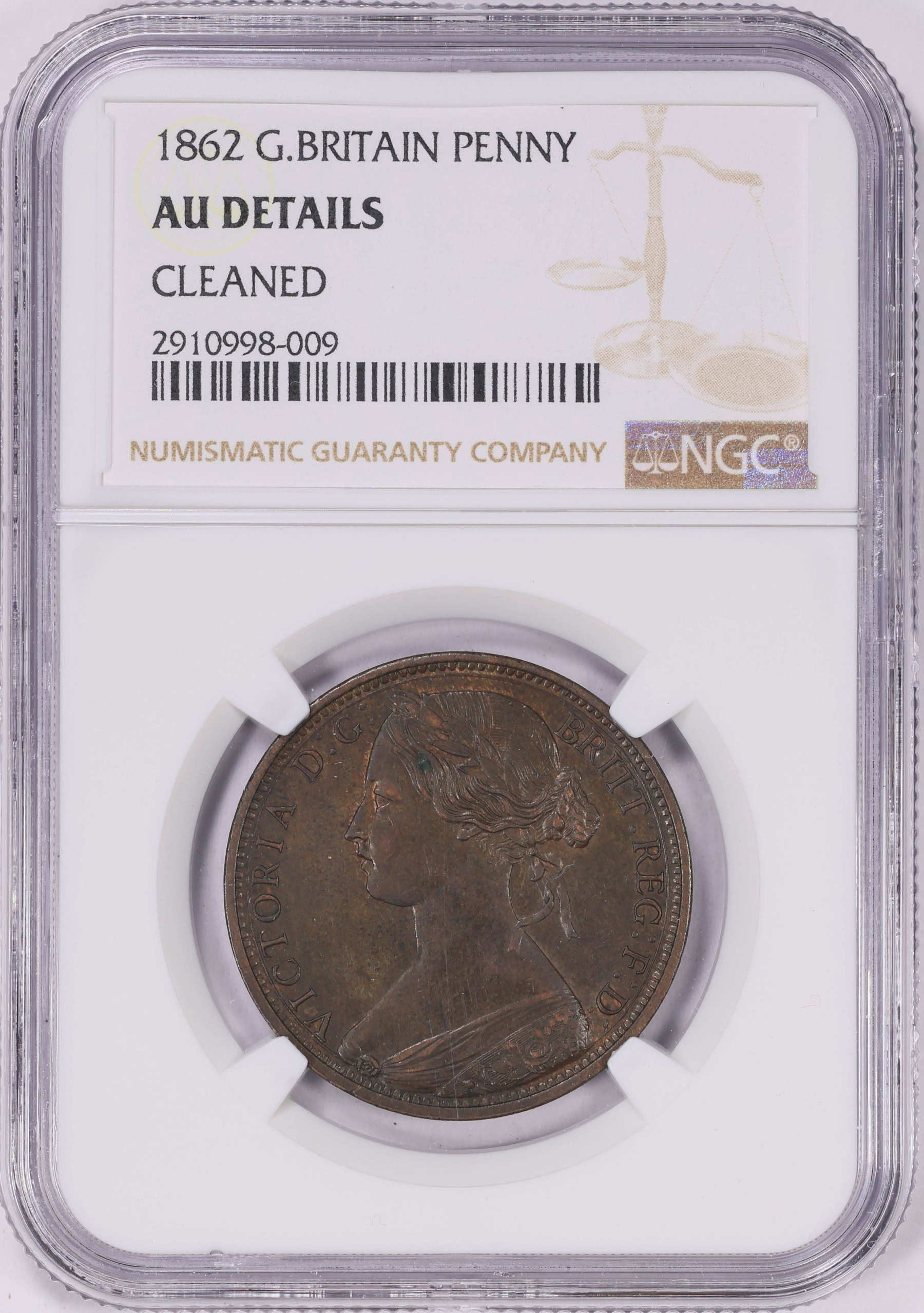 Great Britain 1862 Penny Without L.C.WYON on Obverse KM-749.2 NGC AU ...
