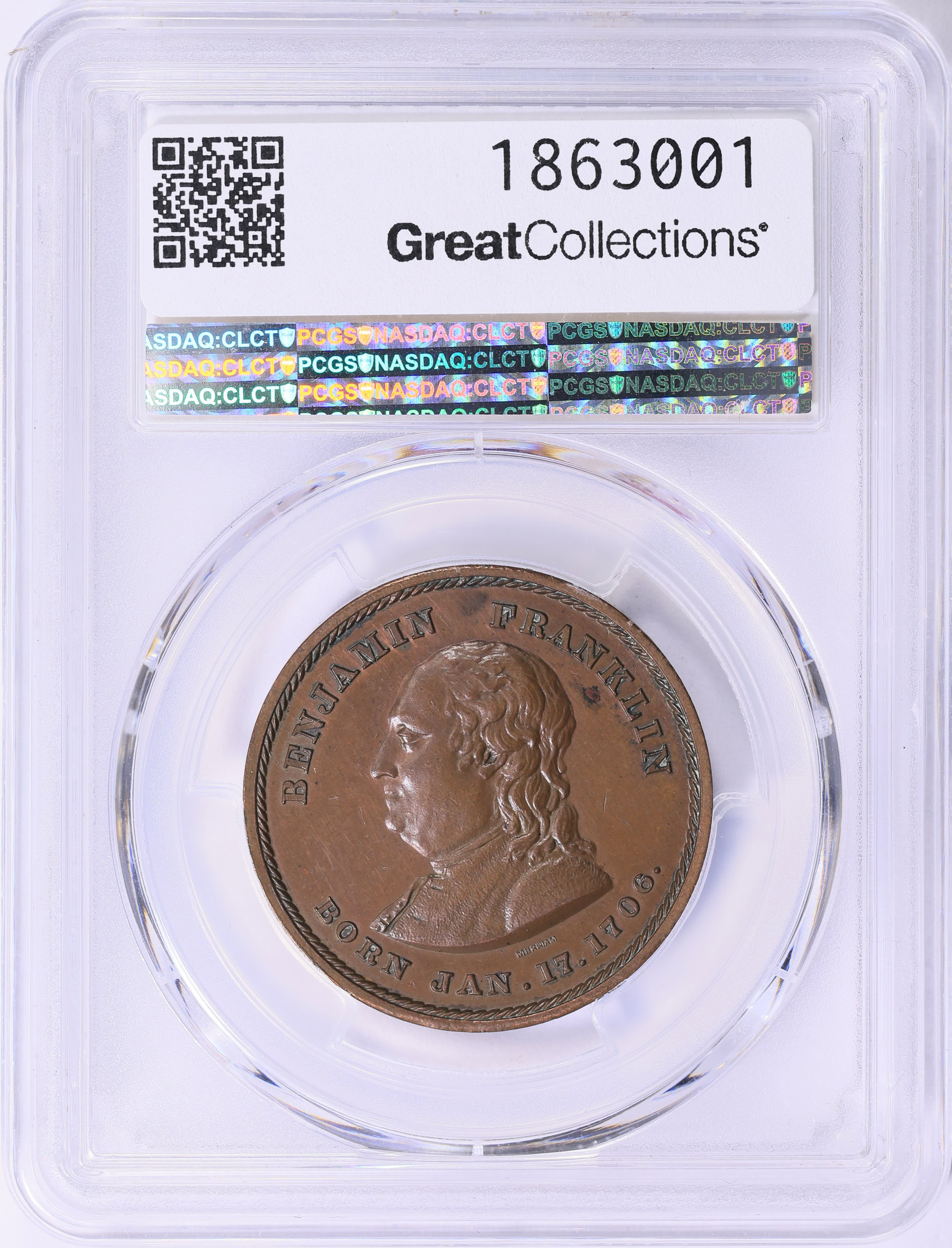 (c.1860) George Washington - Benjamin Franklin Medal by Merriam GW-326 ...