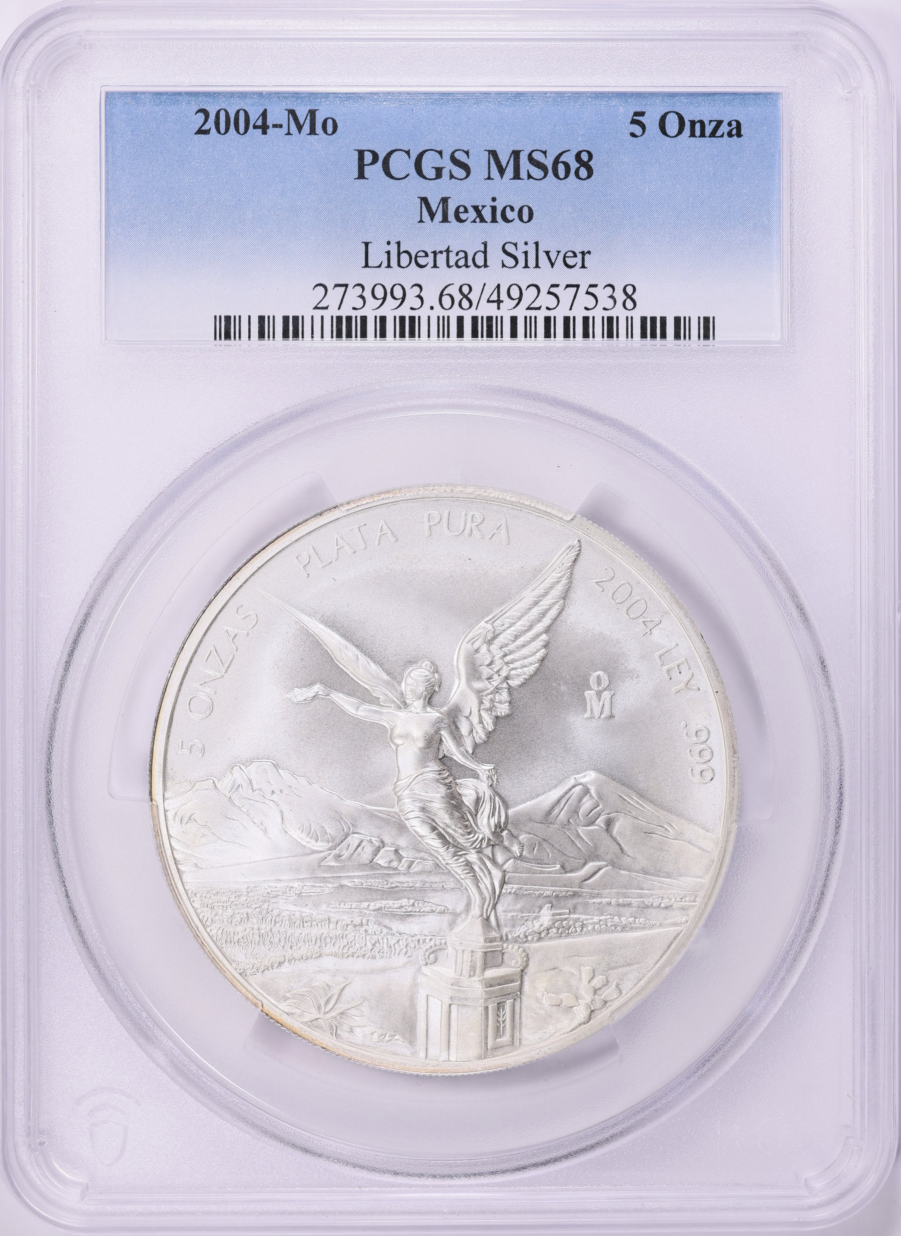 Mexico 2004-Mo Silver 5 Onza Libertad KM-615 PCGS MS-68 (ASW = 4.995 oz ...