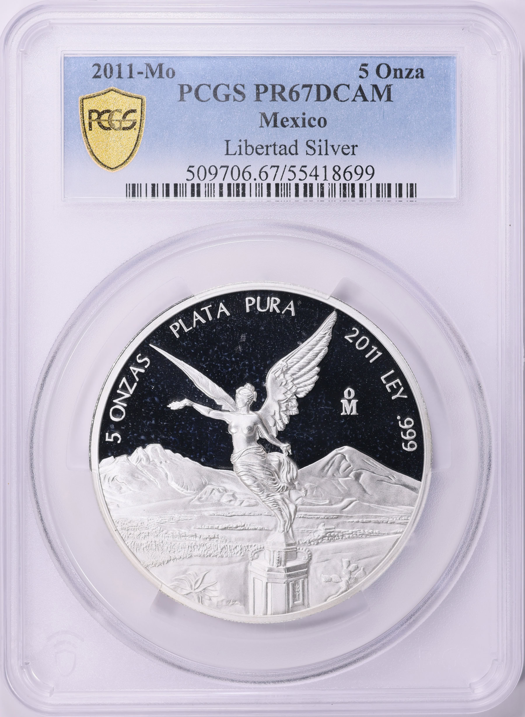 Mexico 2011-Mo Silver 5 Onza Libertad KM-615 PCGS Proof-67 DCAM (ASW ...