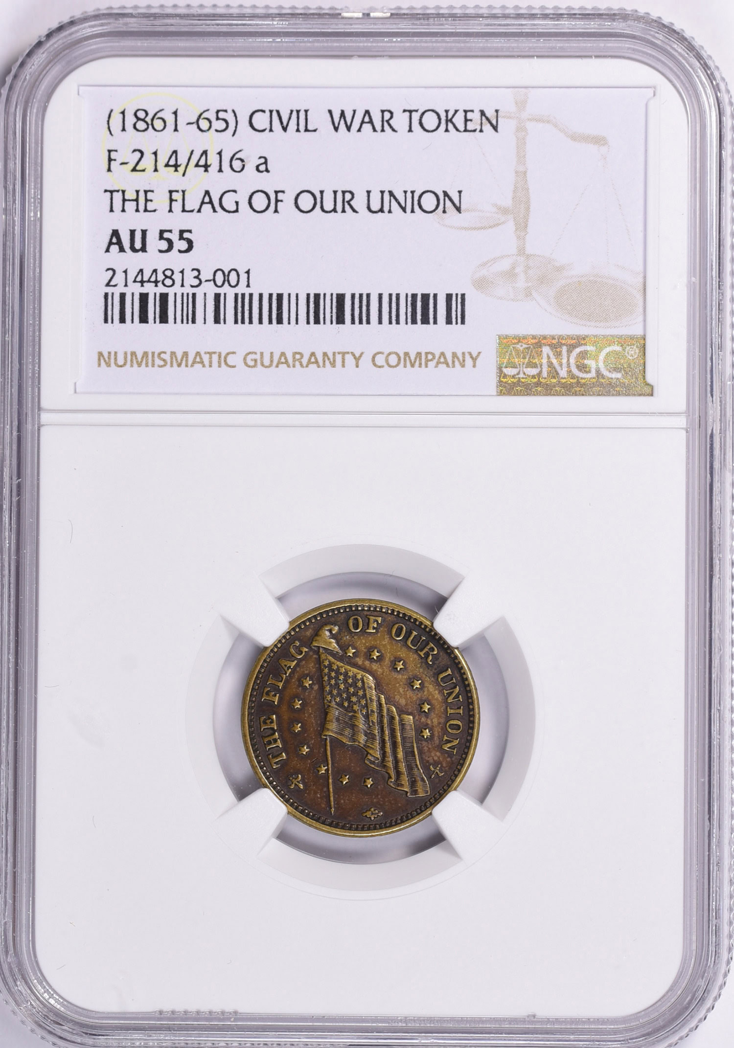 ND (1861-65) The Flag of Our Union Civil War Token F-214/416a NGC AU-55 ...