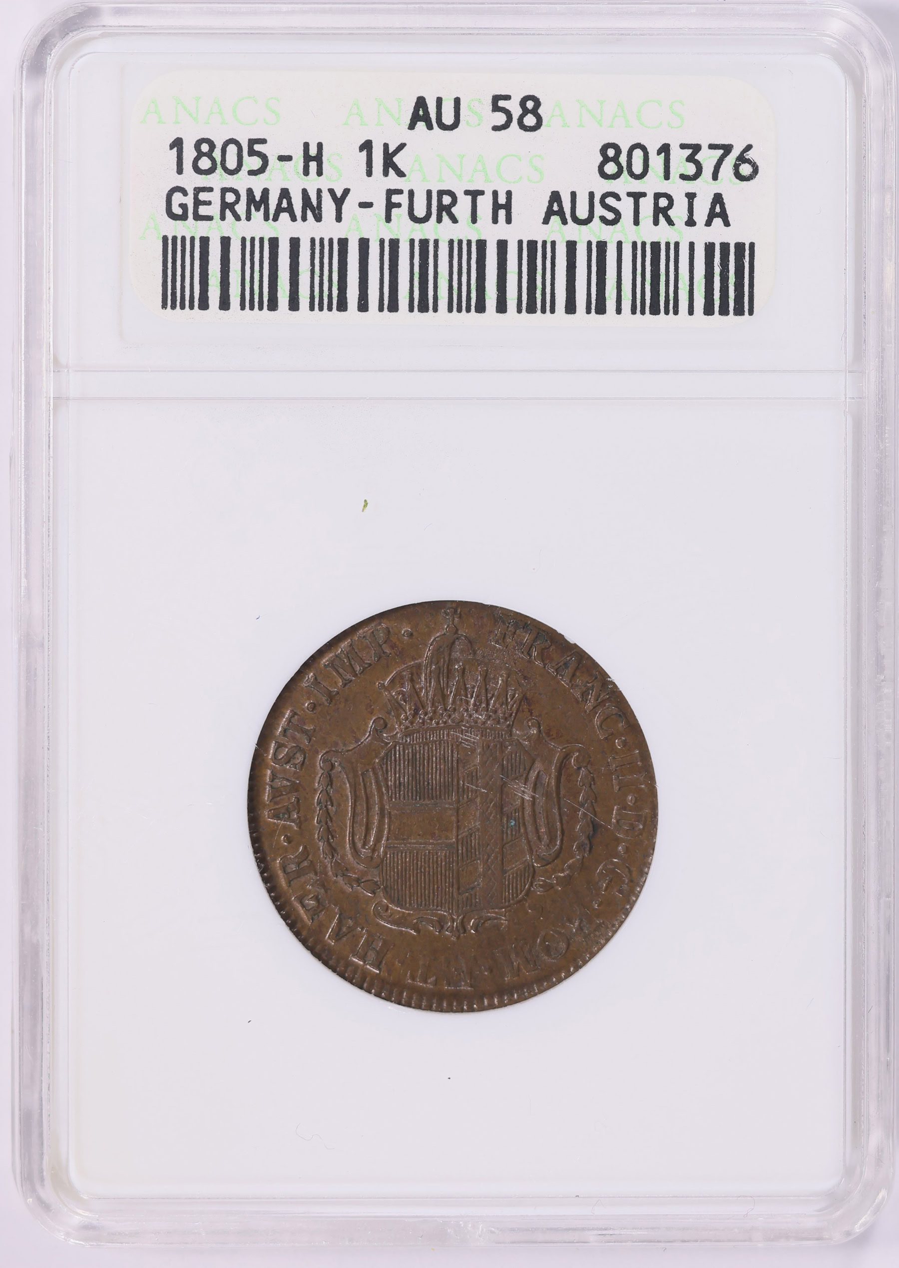 Germany - Further Austria 1805-H Kreuzer KM-30 ANACS AU-58 OH (Item ...