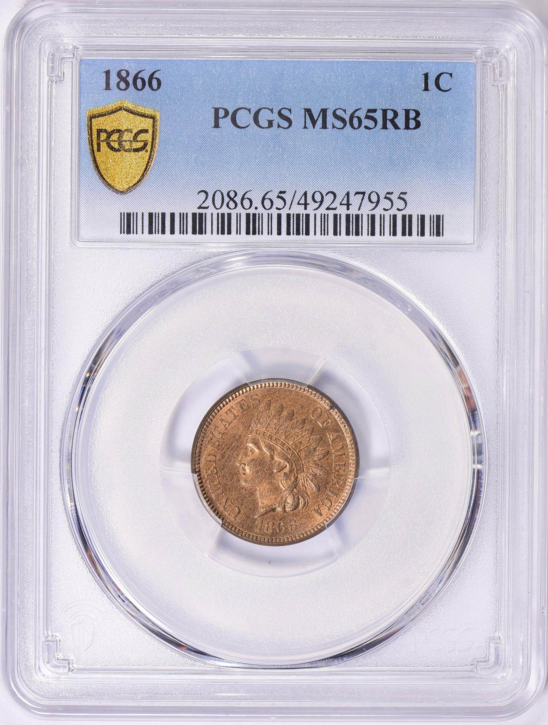 1866 Indian Cent PCGS MS-65 RB (Item 1863408) | GreatCollections Coin Auctions