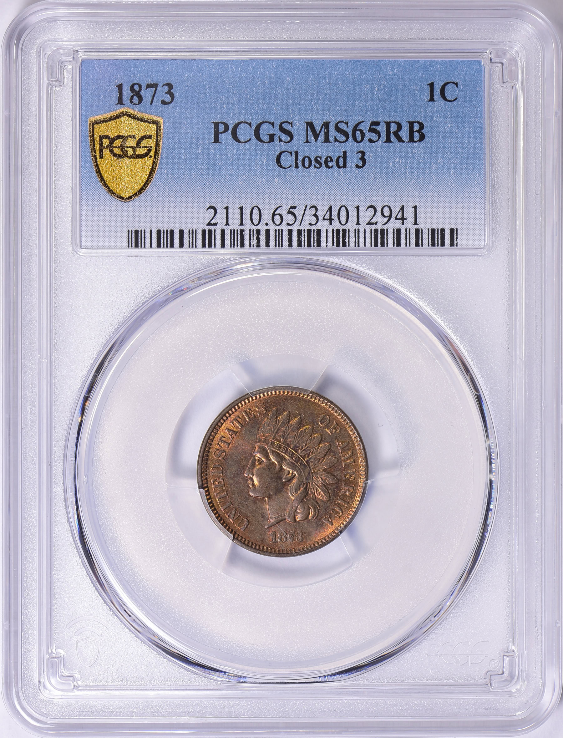 1873 Indian Cent Closed 3 PCGS MS-65 RB (Item 1863411) | GreatCollections Coin Auctions