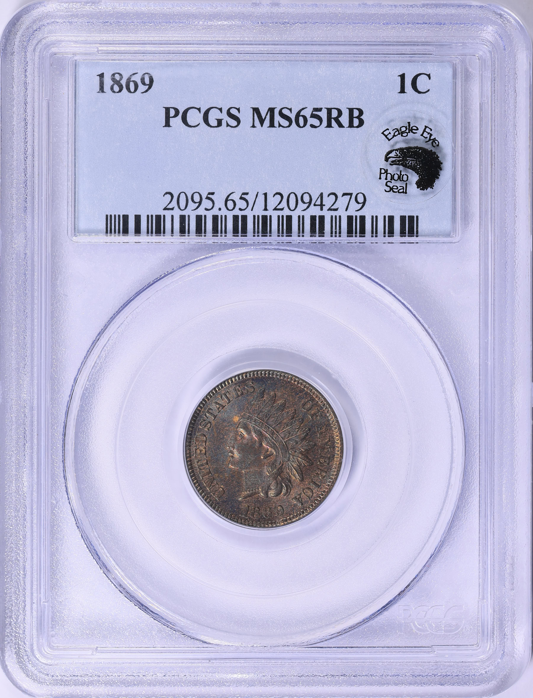 1869 Indian Cent PCGS MS-65 RB (Eagle Eye Seal) (Item 1863412) | GreatCollections Coin Auctions