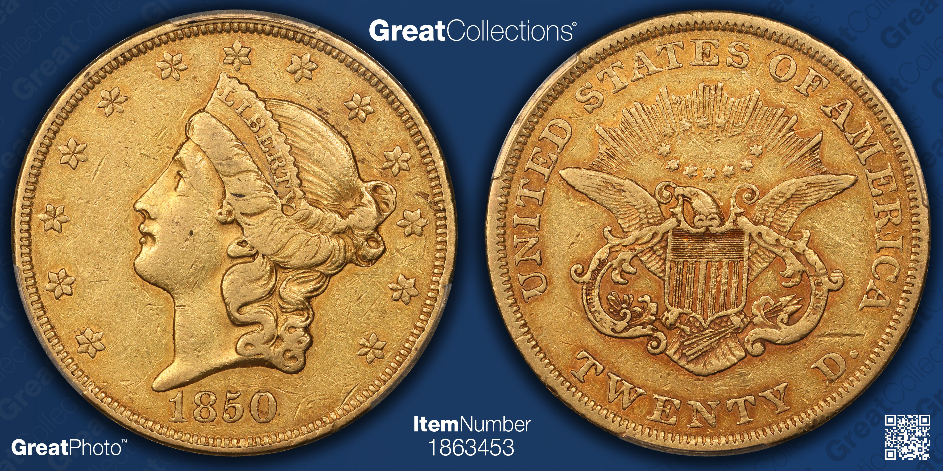1850 Liberty Gold Double Eagle PCGS VF-35 (Item 1863453 ...