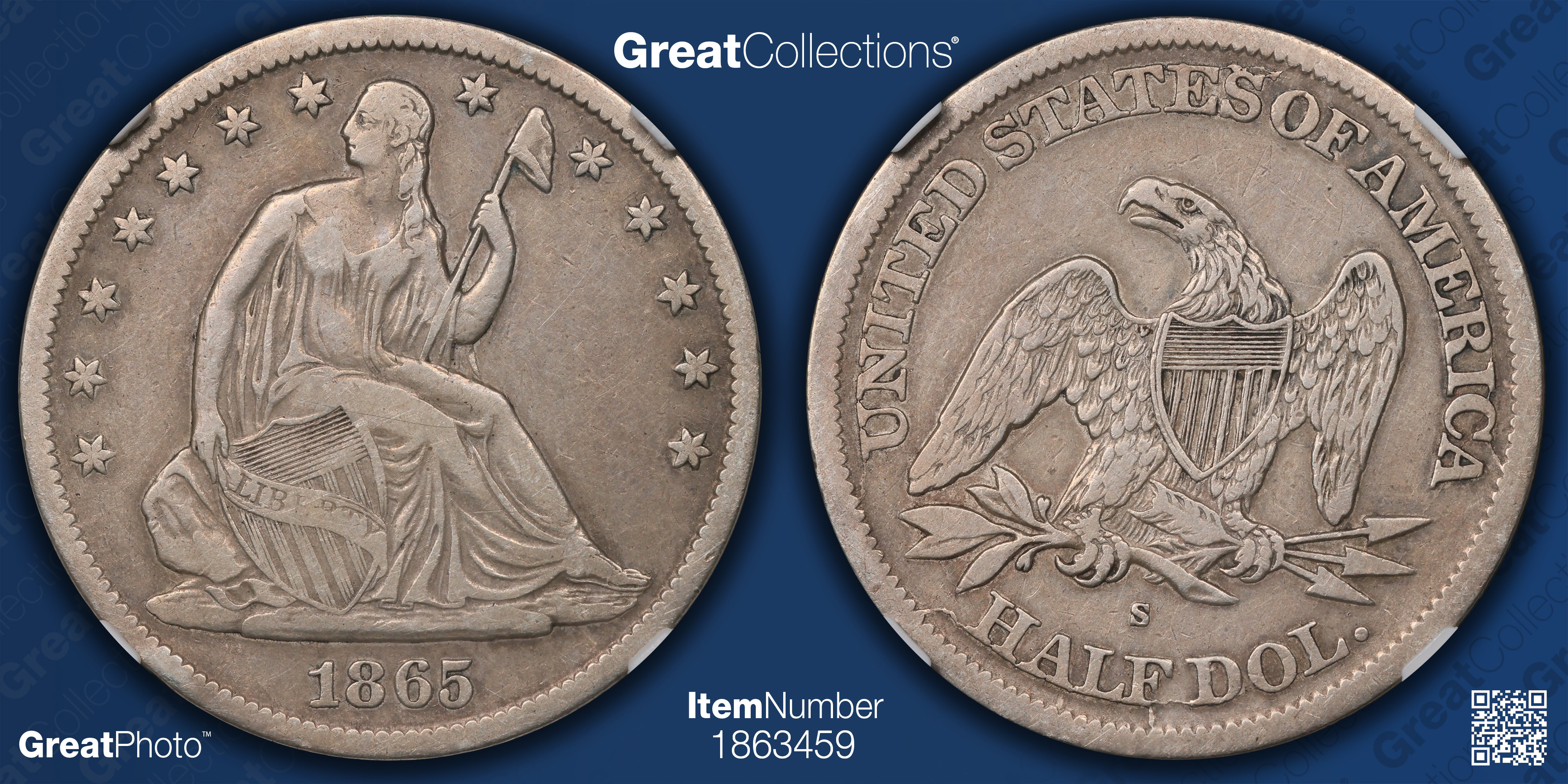 1865-S Seated Liberty Half Dollar NGC VF-30 (Item 1863459 ...