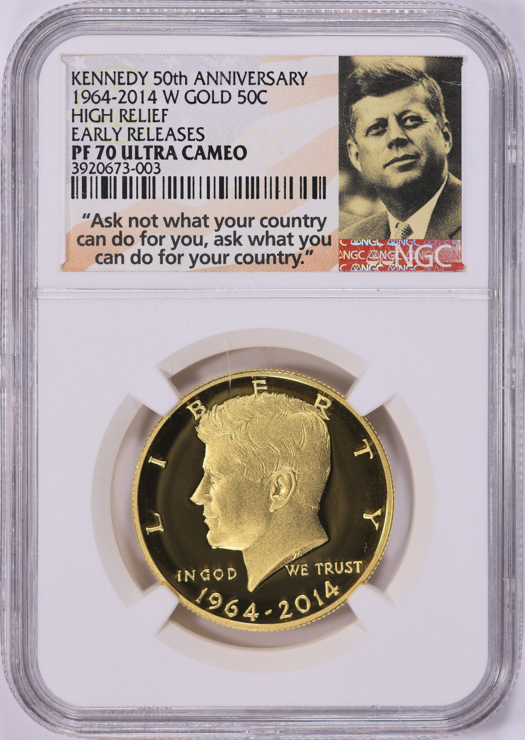 2014-W John F. Kennedy Gold Half Dollar 50th Anniversary Early Releases ...