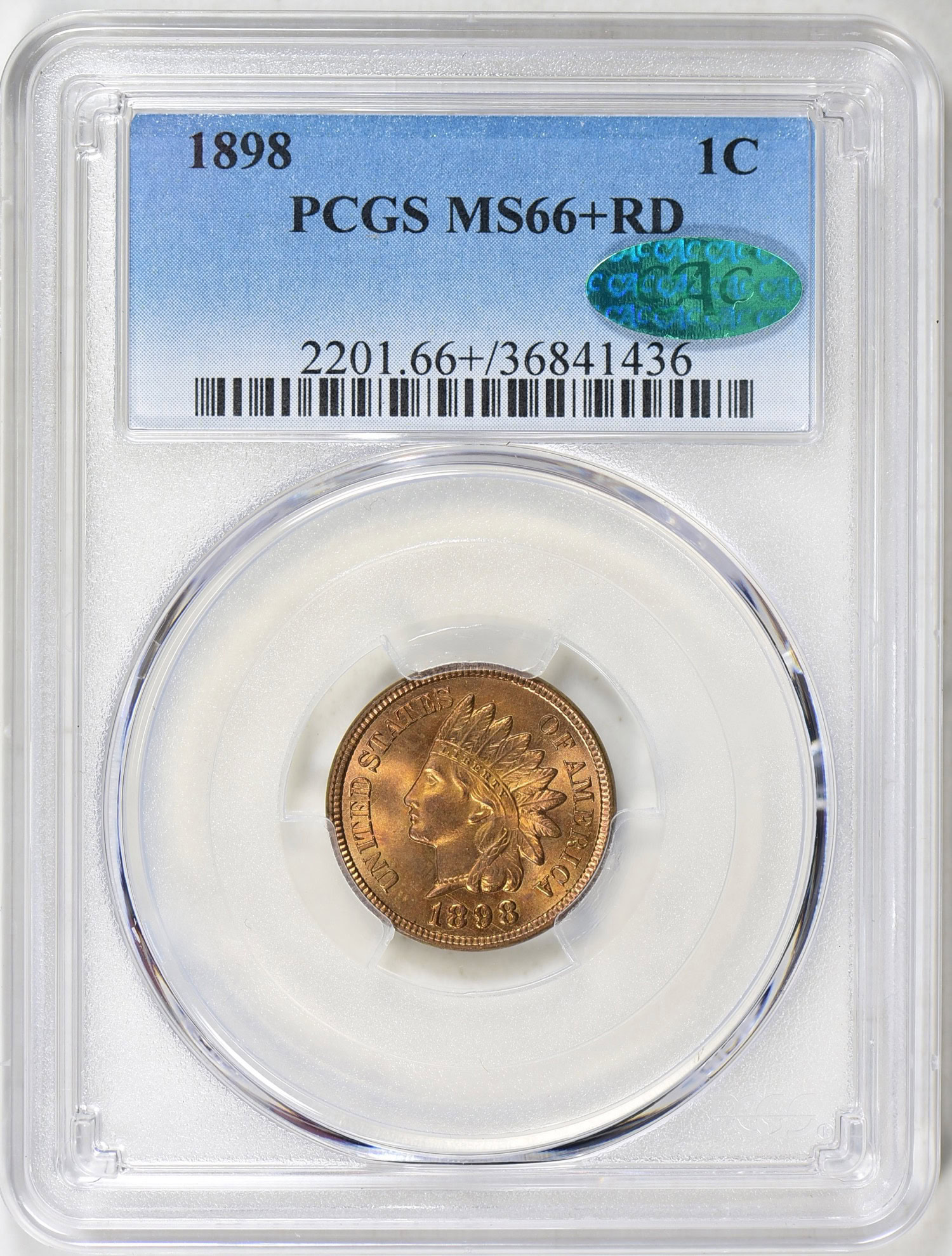 1898 Indian Cent PCGS MS-66+ RD (CAC Green) (Item 1863508) | GreatCollections Coin Auctions