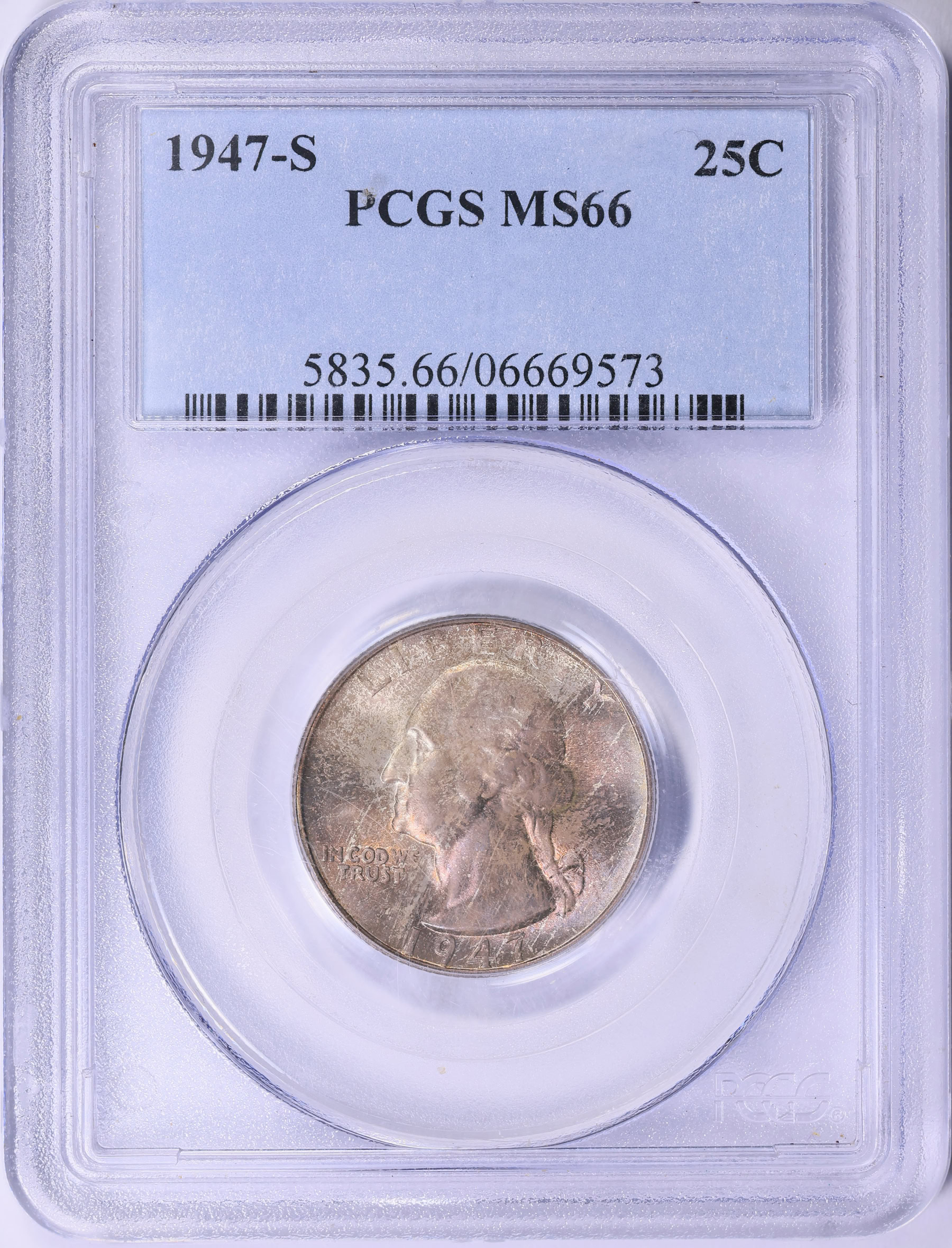 1947-S Washington Quarter PCGS MS-66 (Toned) (Item 1863524) | GreatCollections Coin Auctions