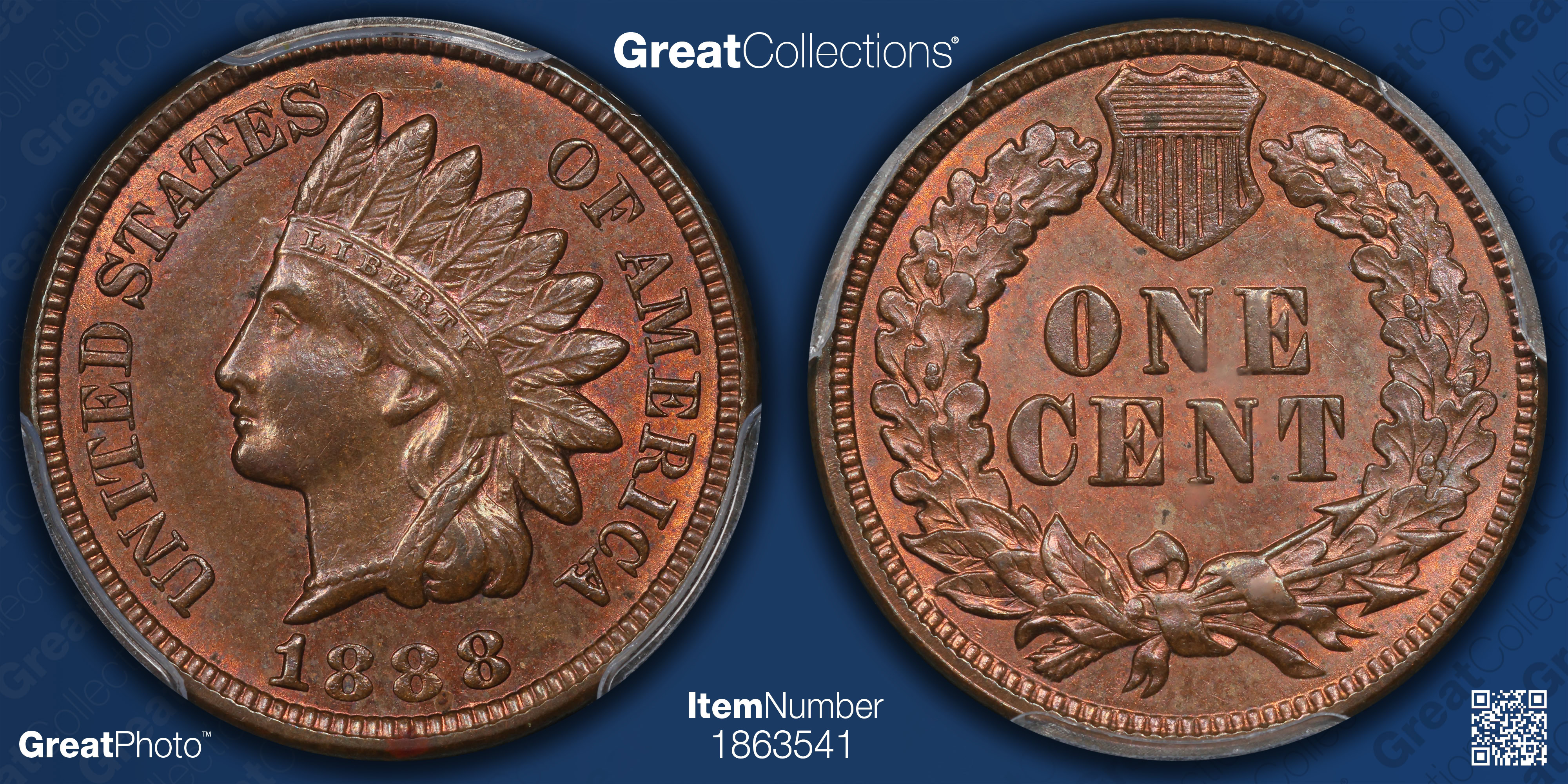 1888 Indian Cent PCGS MS-64 BN (Item 1863541) | GreatCollections Coin ...