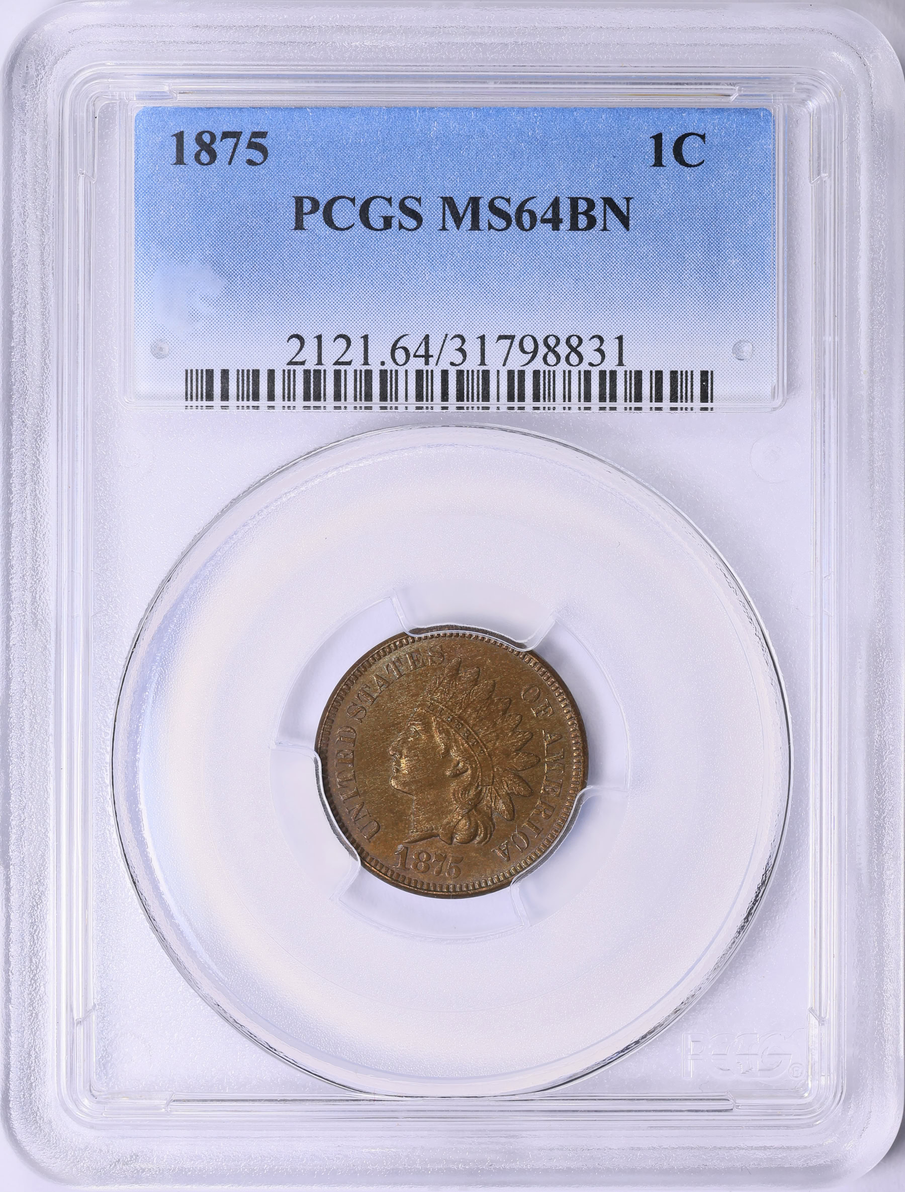 1875 Indian Cent PCGS MS-64 BN (Item 1863543) | GreatCollections Coin Auctions