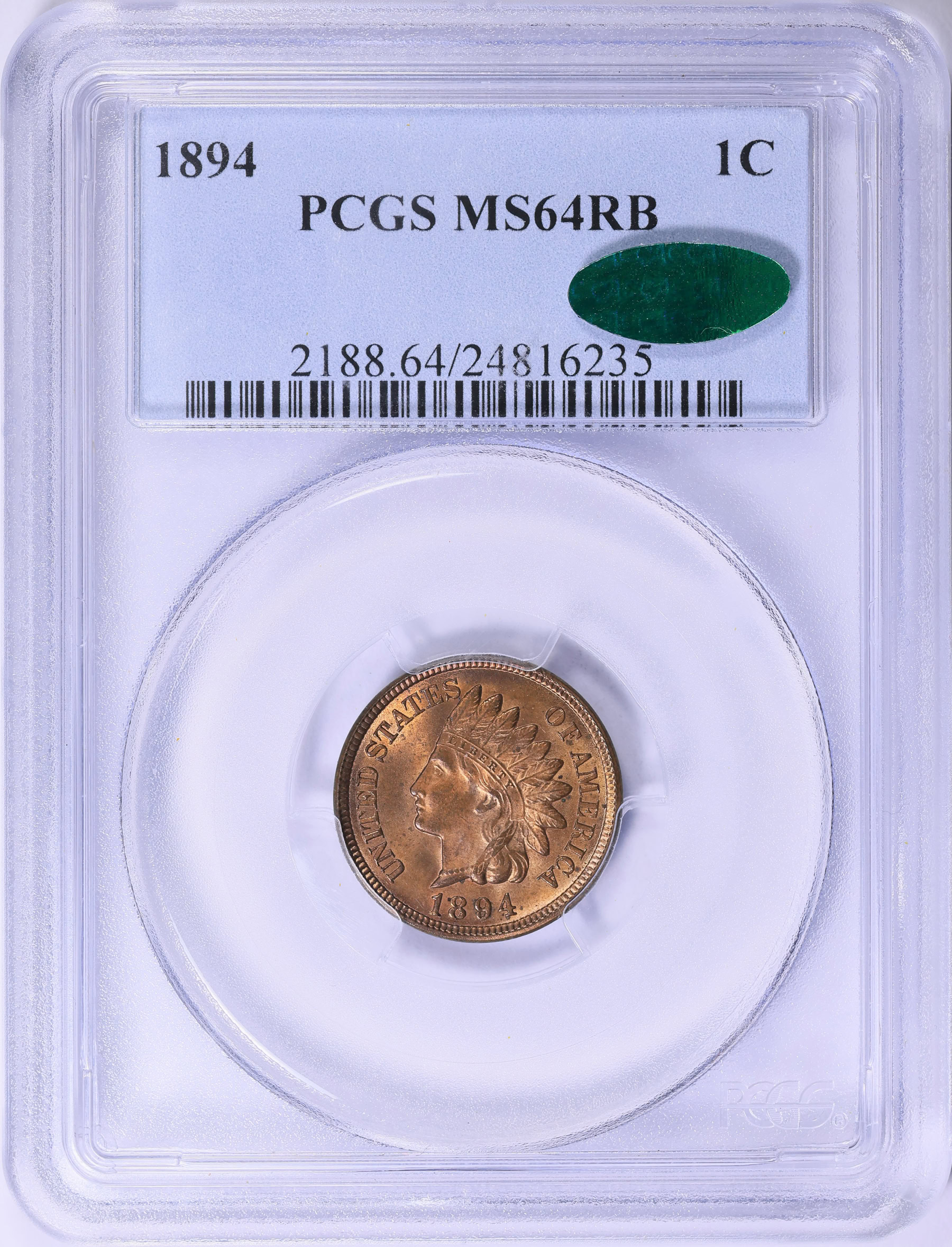 1894 Indian Cent PCGS MS-64 RB (CAC Green) (Item 1863570) | GreatCollections Coin Auctions