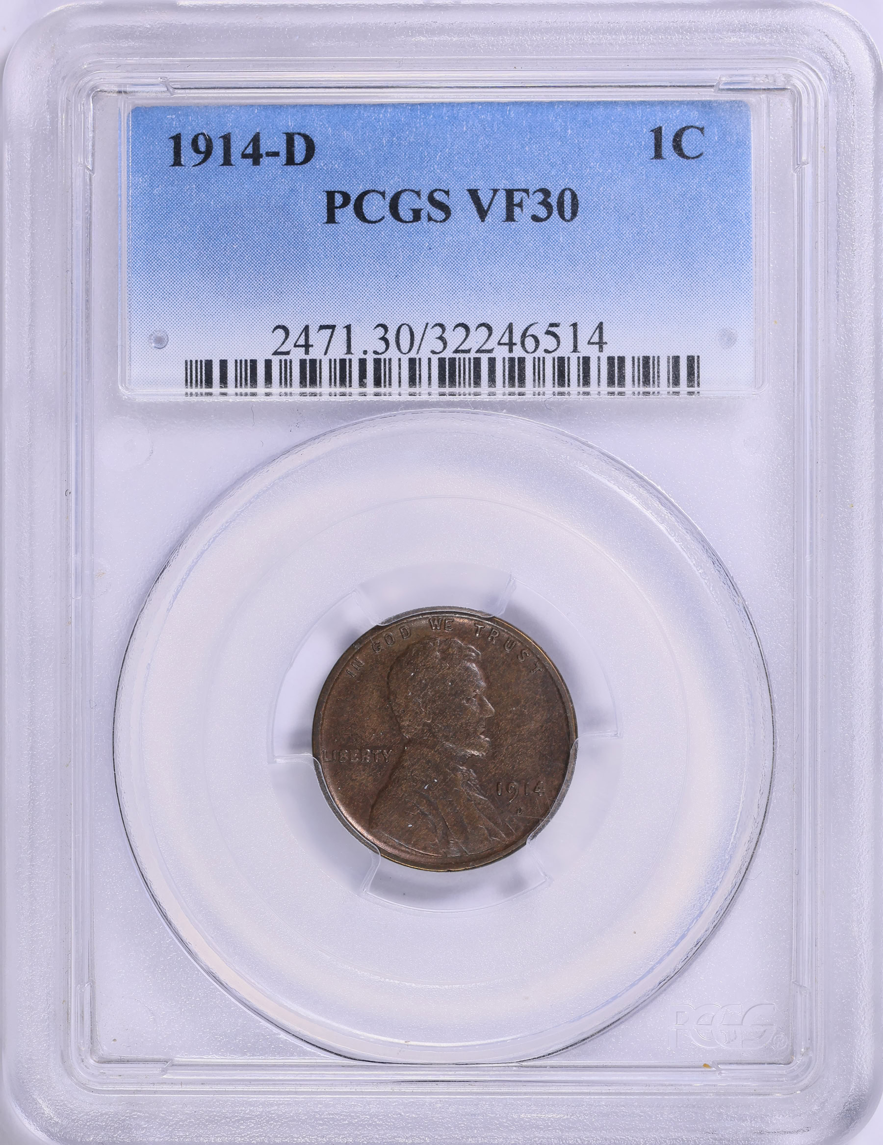 1914-D Lincoln Cent PCGS VF-30 BN (Item 1863620) | GreatCollections Coin Auctions