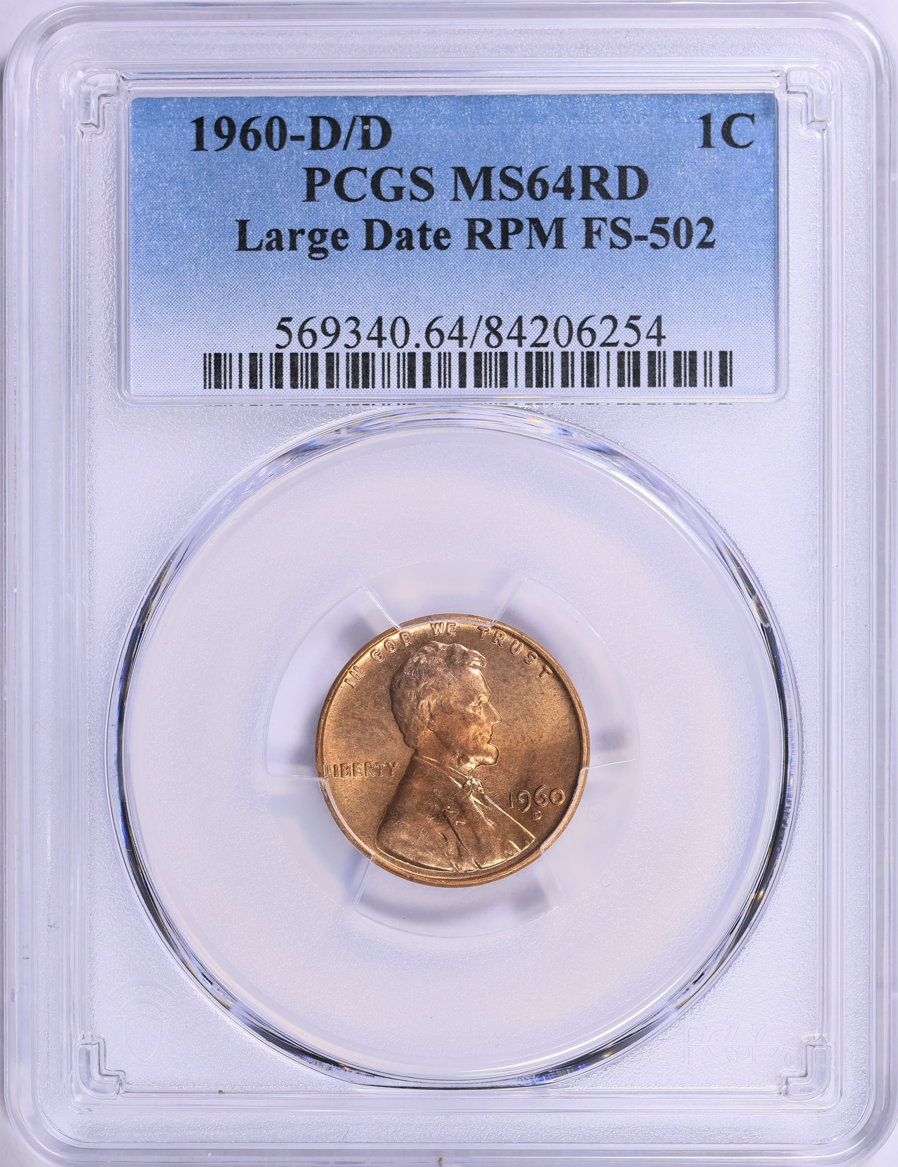 1960-D/D Lincoln Cent Large Date Repunched Mintmark FS-502 PCGS MS-64 RD (Item 1863629 ...