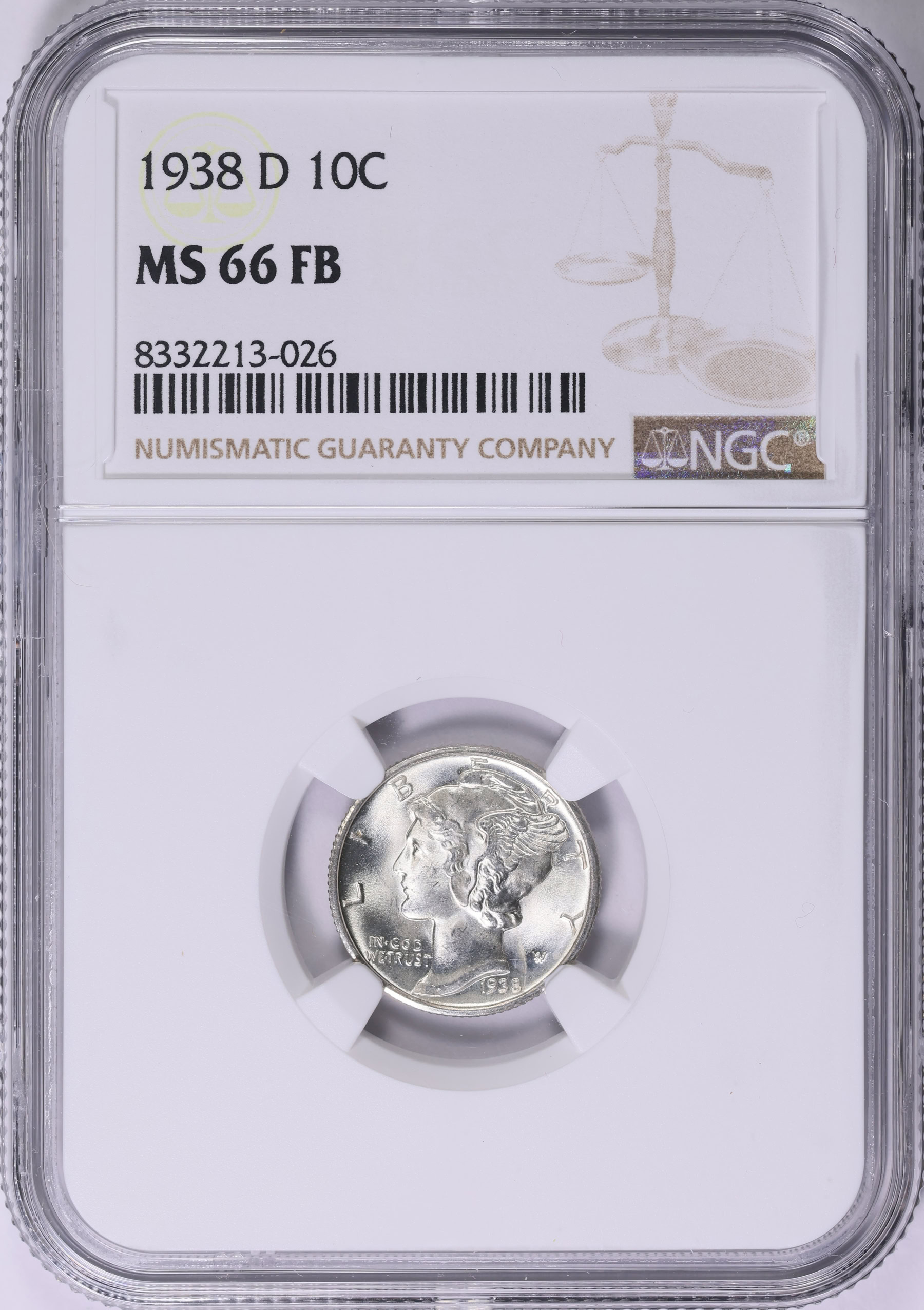 1938-D Mercury Dime NGC MS-66 FB (Item 1863651) | GreatCollections Coin Auctions