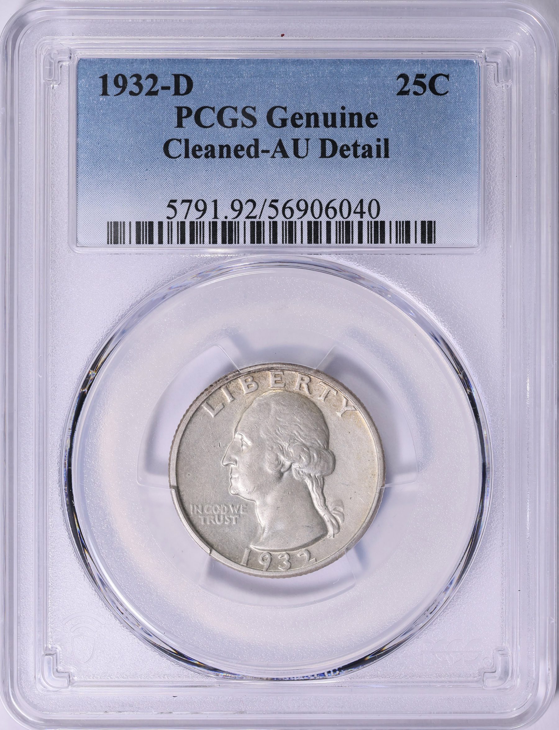 1932-D Washington Quarter PCGS Genuine AU Details (Item 1863678) | GreatCollections Coin Auctions