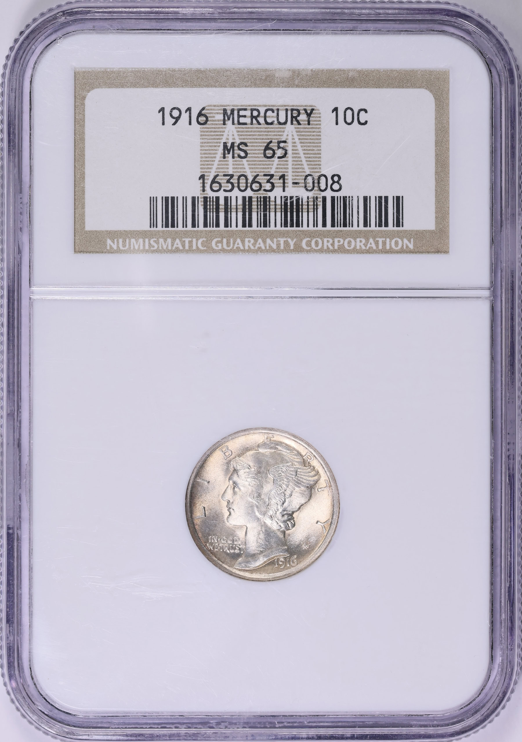 1916 Mercury Dime NGC MS-65 (Item 1863684) | GreatCollections Coin Auctions