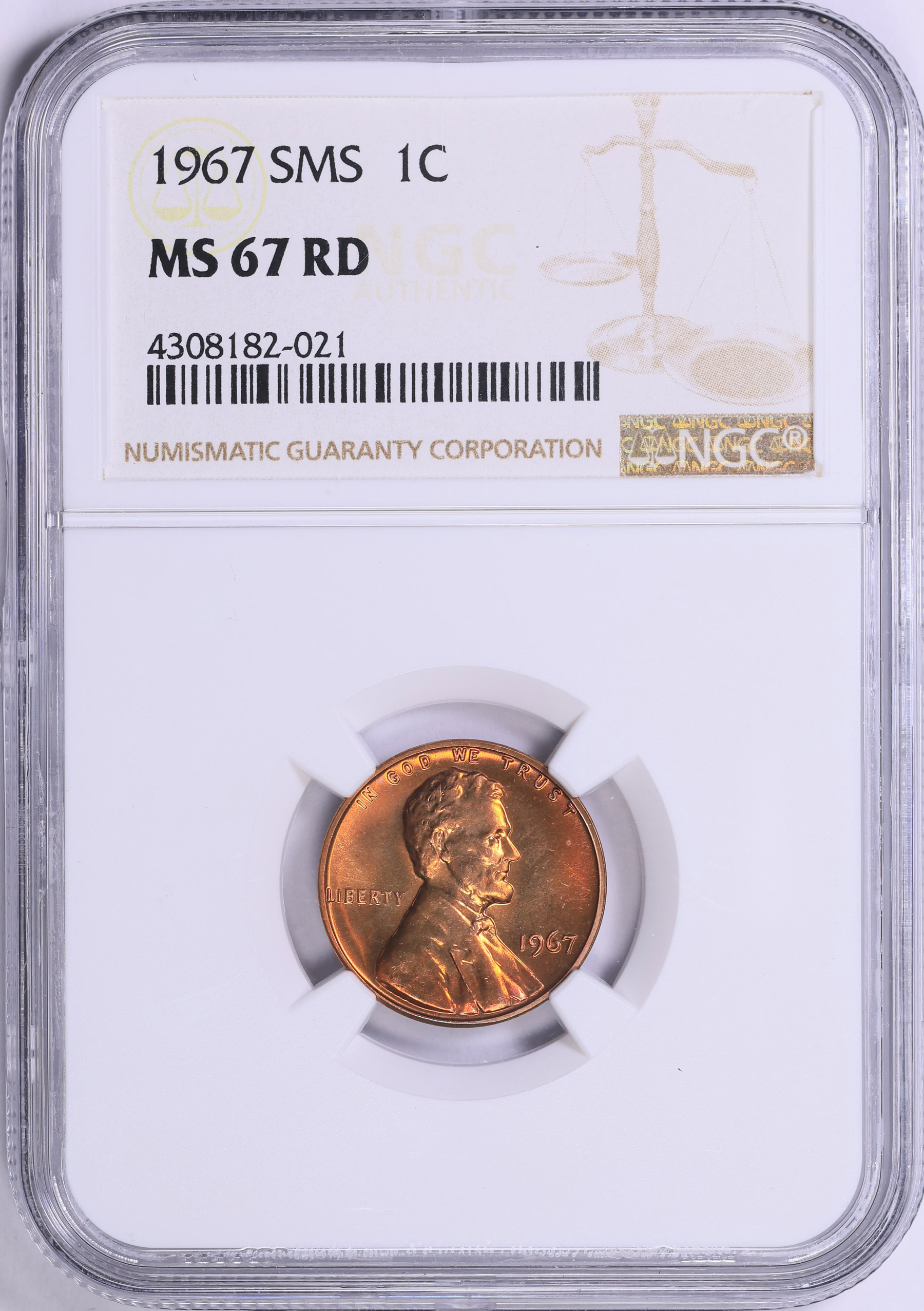 1967 Lincoln Cent SMS NGC MS-67 RD (Toned) (Item 1863775 ...