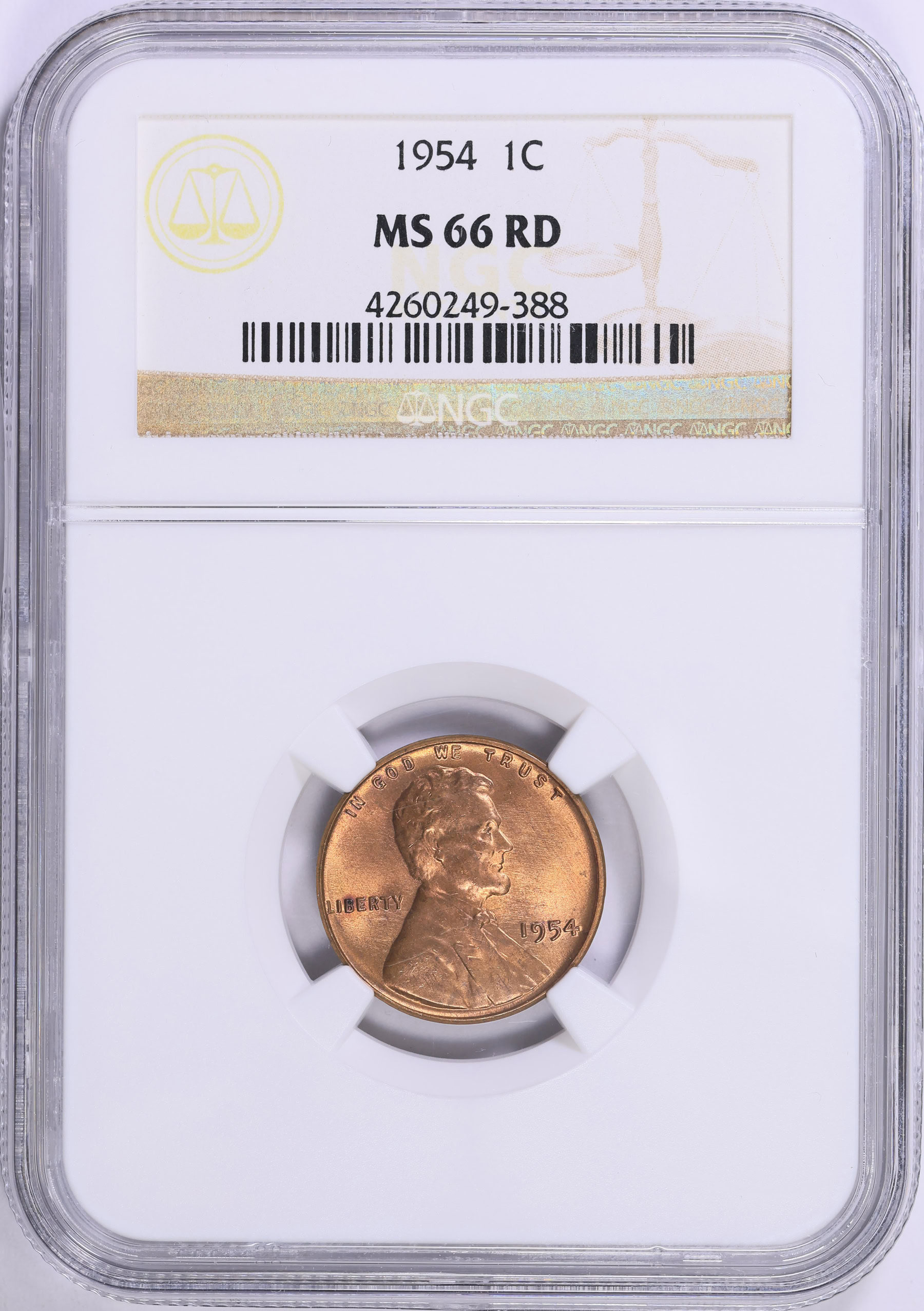 1954 Lincoln Cent NGC MS-66 RD (Item 1863790) | GreatCollections Coin Auctions