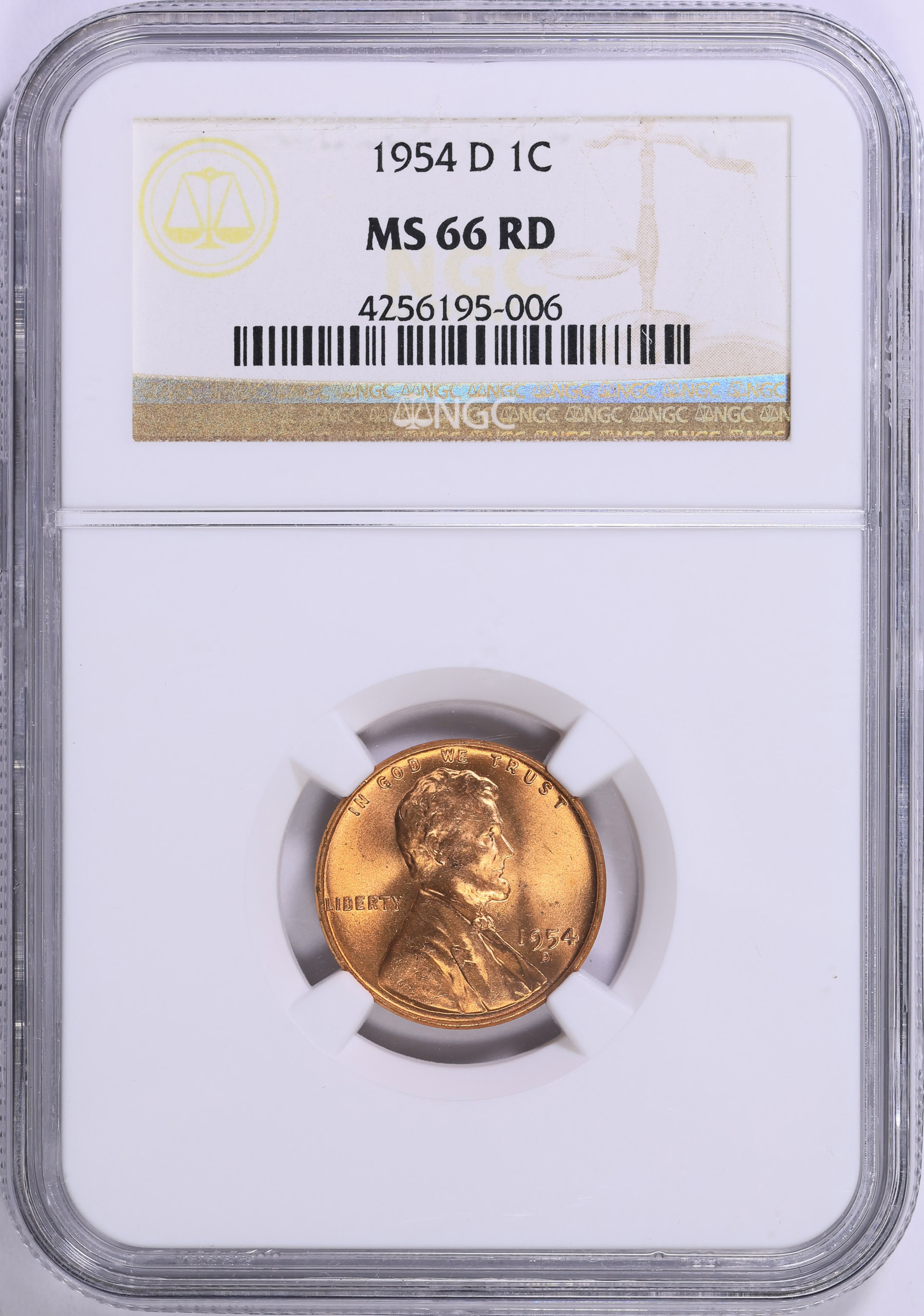 1954-D Lincoln Cent NGC MS-66 RD (Item 1863791) | GreatCollections Coin Auctions