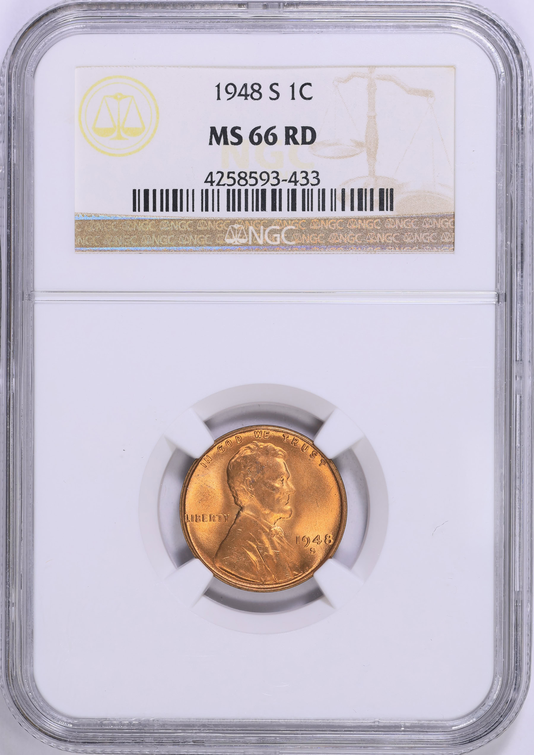 1948-S Lincoln Cent NGC MS-66 RD (Item 1863812) | GreatCollections Coin Auctions