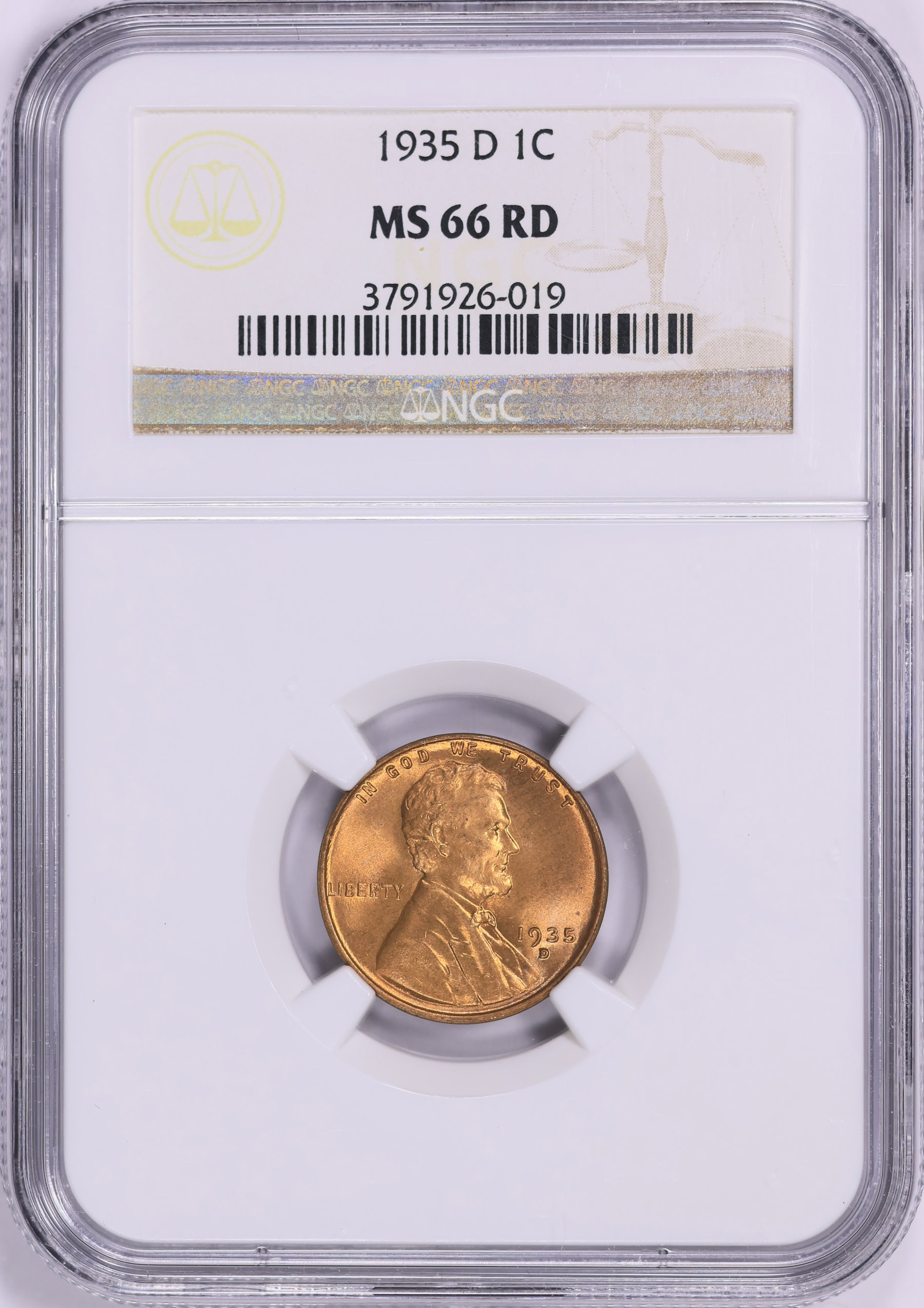 1935-D Lincoln Cent NGC MS-66 RD (Item 1863854) | GreatCollections Coin Auctions