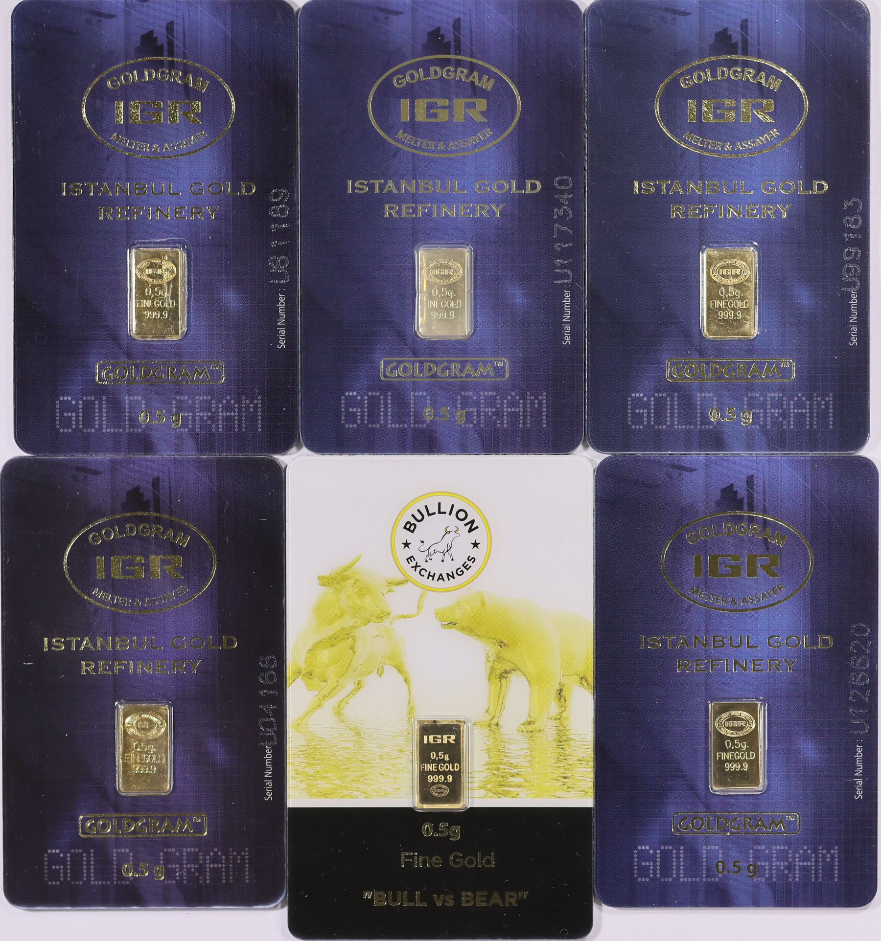 ND Gold 0.5gm Private Mint Ingots/Bars Uncertified in Cards of Issue ...