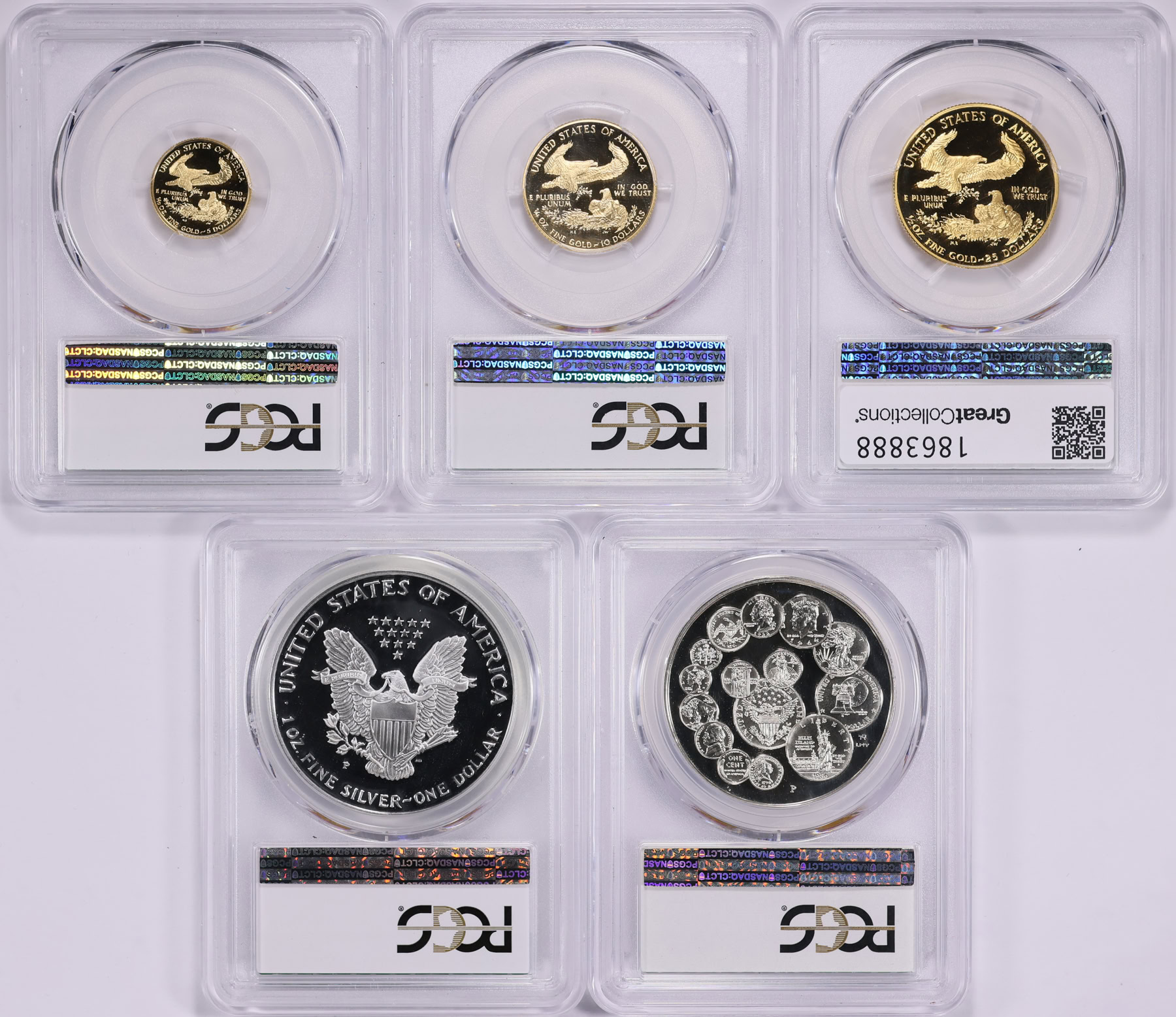 1993-P U.S. Mint The Philadelphia Set of Proof Gold American Eagles ...