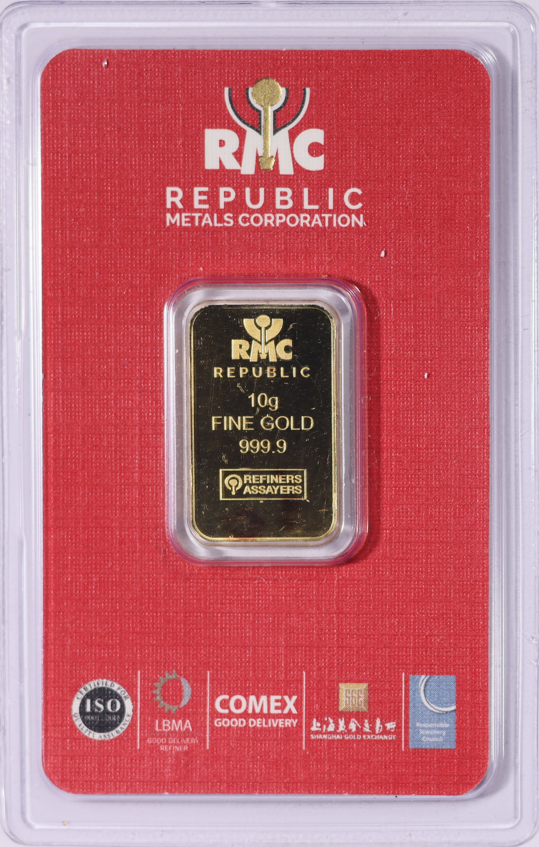 ND Gold 10gms Republic Metals Corporation Ingot/Bar Uncertified in Card ...