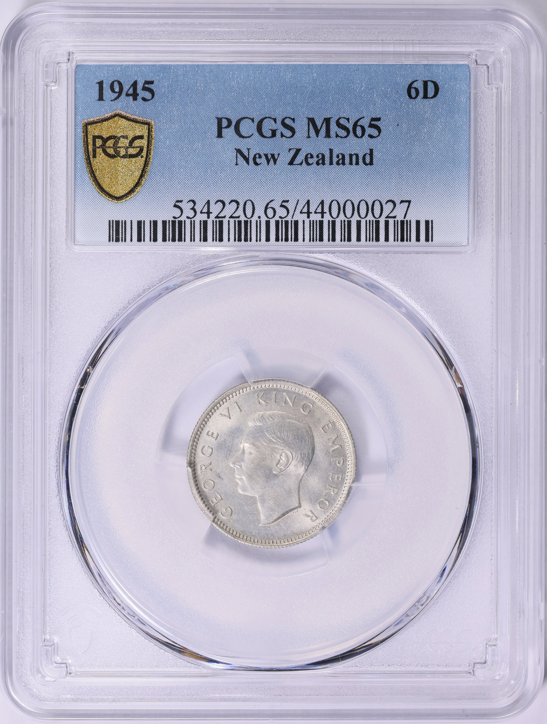 New Zealand 1945 Silver 6 Pence KM-8 PCGS MS-65 (Item 1863972 ...