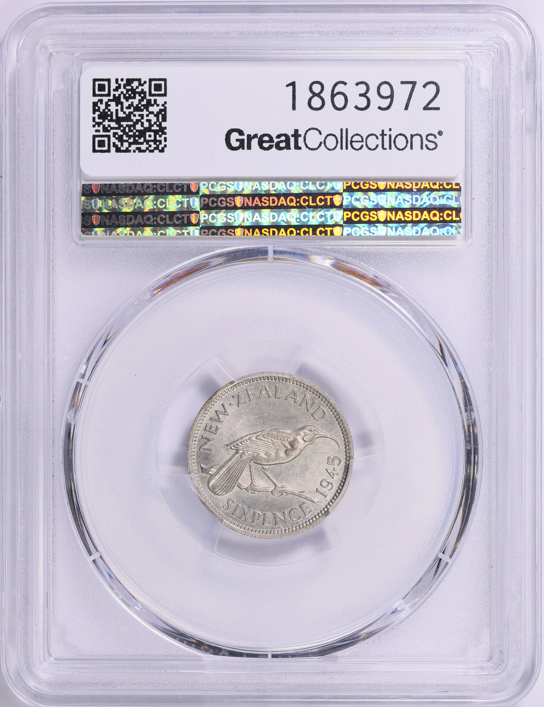 New Zealand 1945 Silver 6 Pence KM-8 PCGS MS-65 (Item 1863972 ...